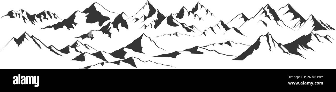 Mountains vector.Mountain range silhouette isolated vector illustration. Mountains silhouette ...