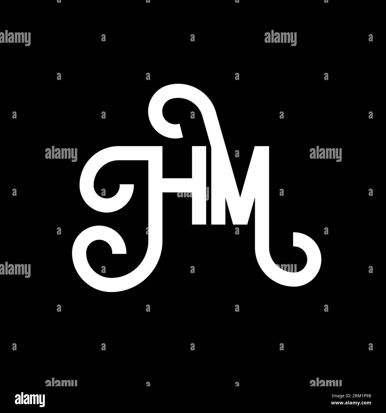 HM letter logo design on black background. HM creative initials letter logo concept. hm letter ...