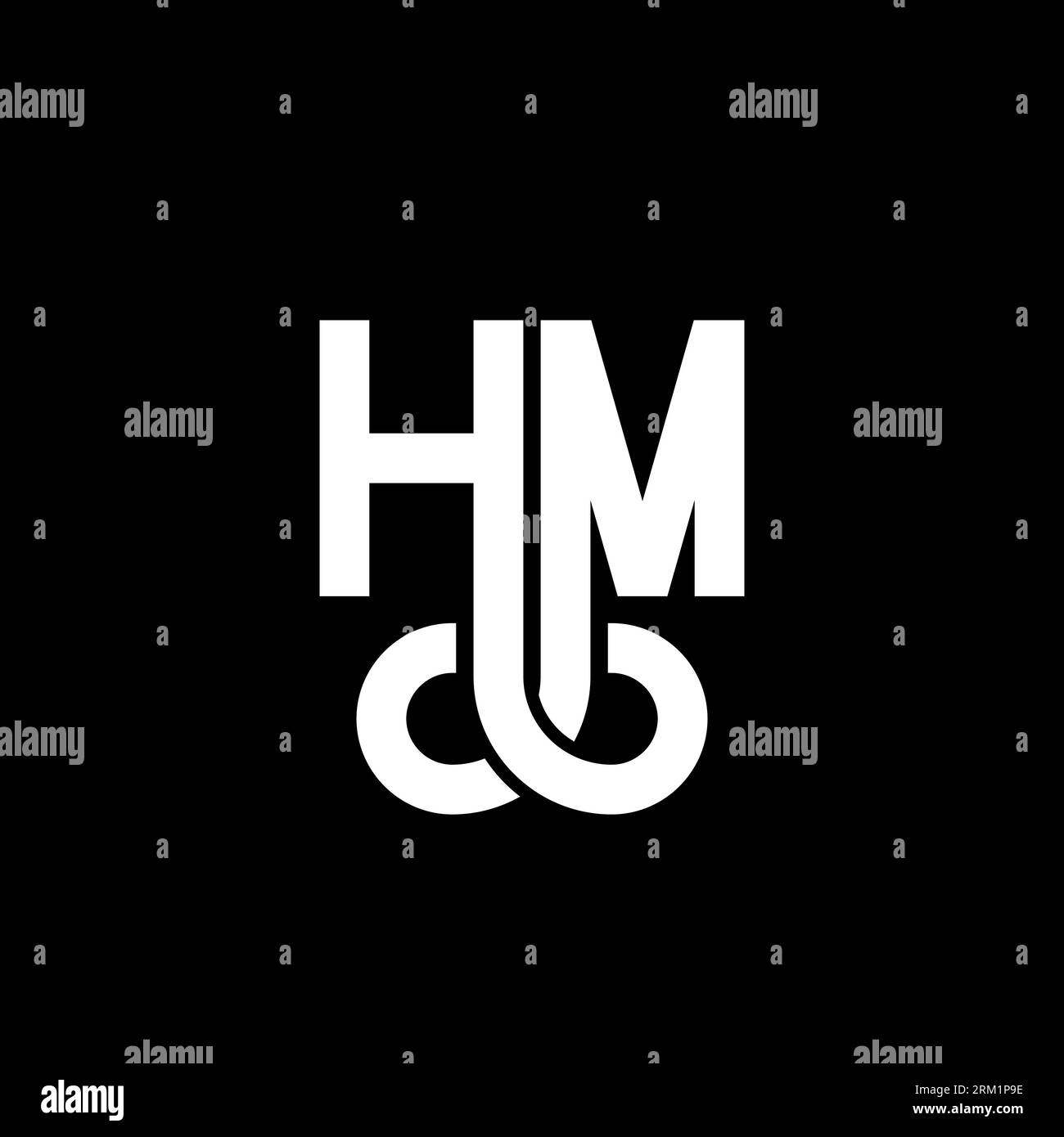 HM letter logo design on black background. HM creative initials letter ...