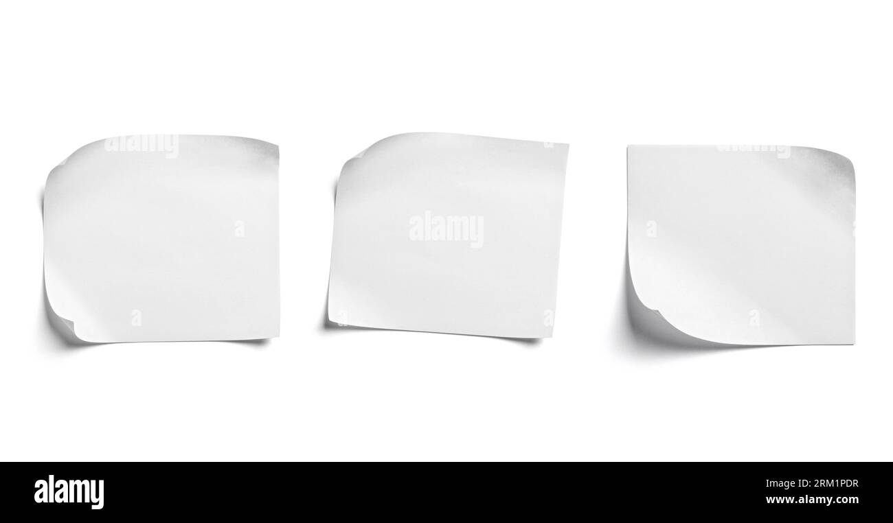 paper message note reminder adhesive sticker blank background white ...