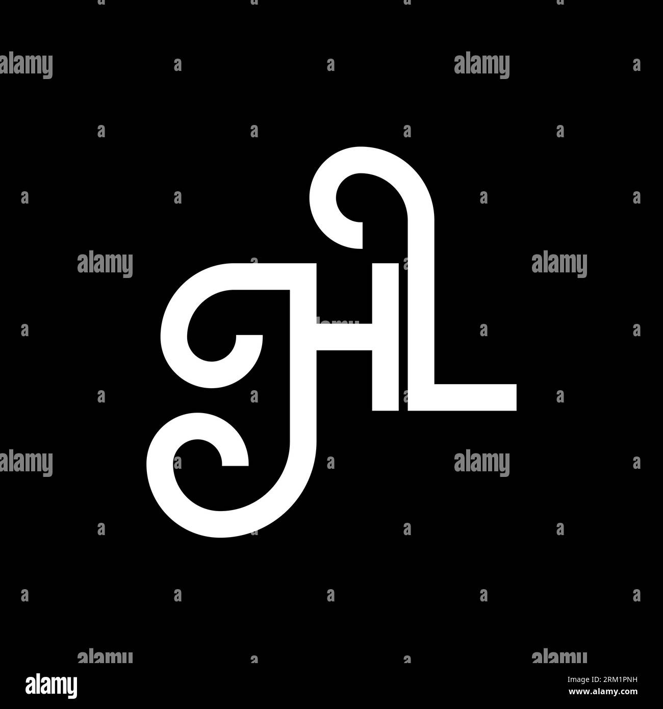 HL letter logo design on black background. HL creative initials letter ...