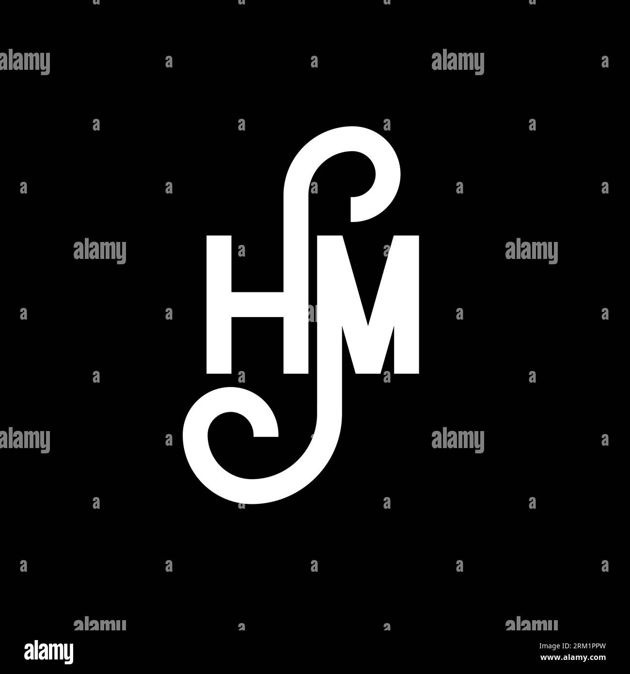 HM letter logo design on black background. HM creative initials letter ...