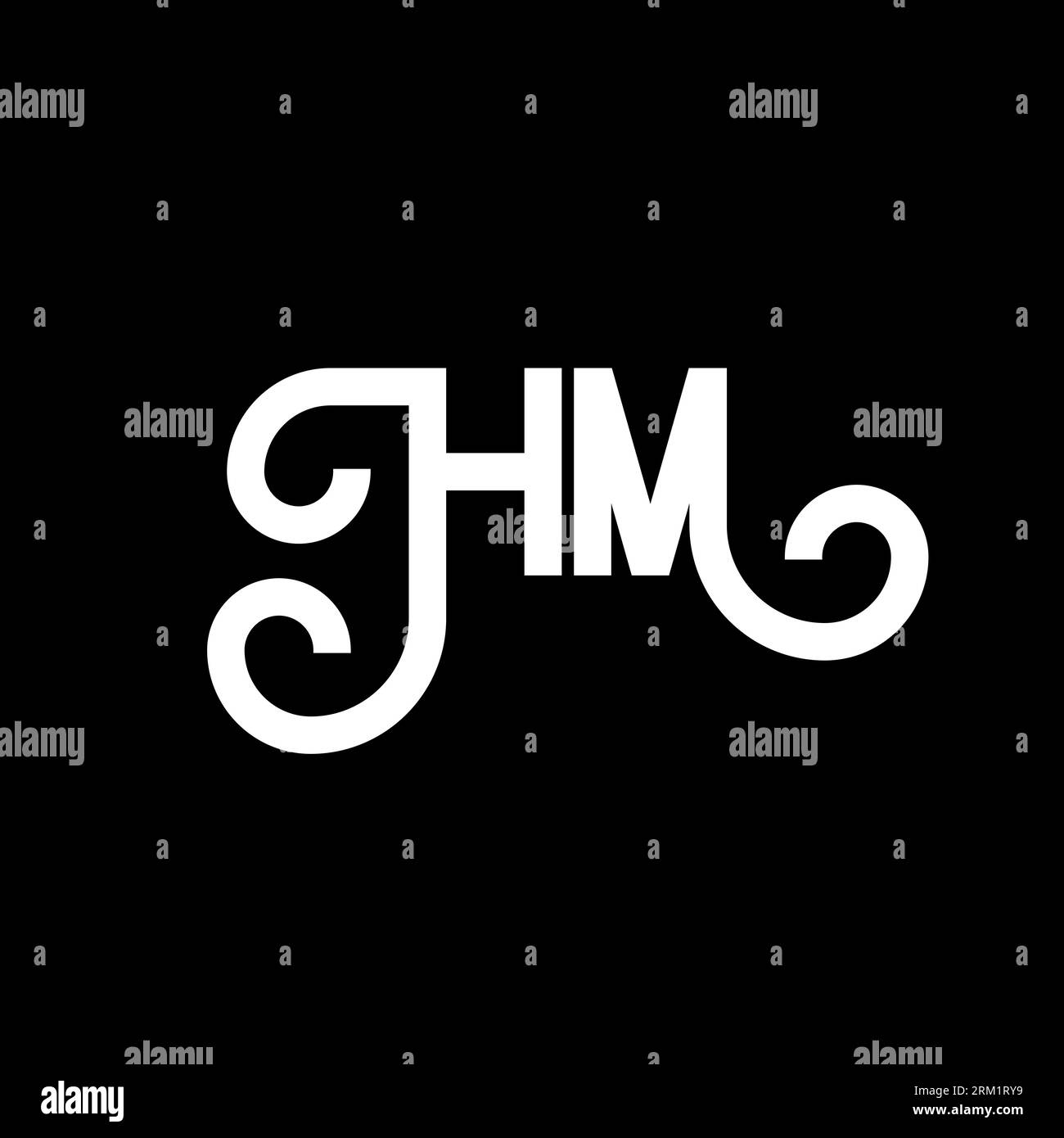 HM letter logo design on black background. HM creative initials letter ...