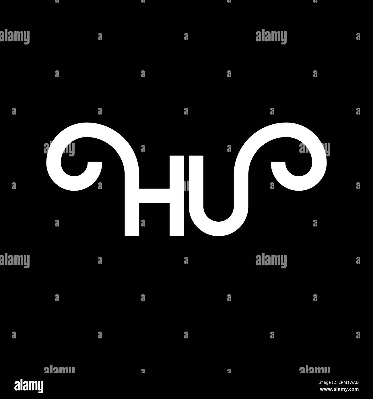 HU letter logo design on black background. HU creative initials letter ...