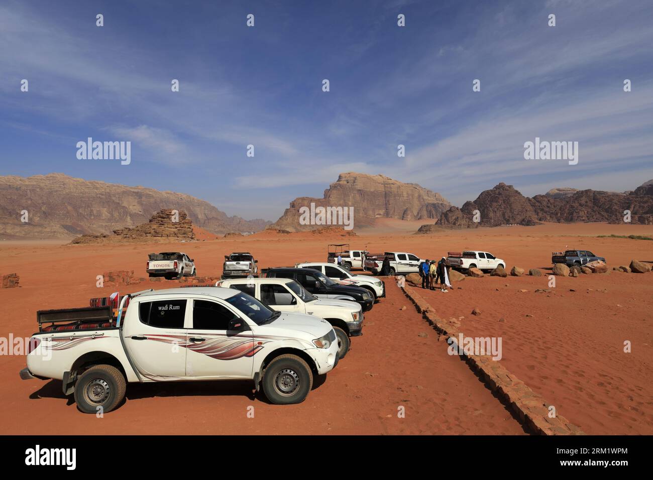Tourist on a Jeep Tour in Wadi Rum, Unesco World Heritage Site, Jordan ...