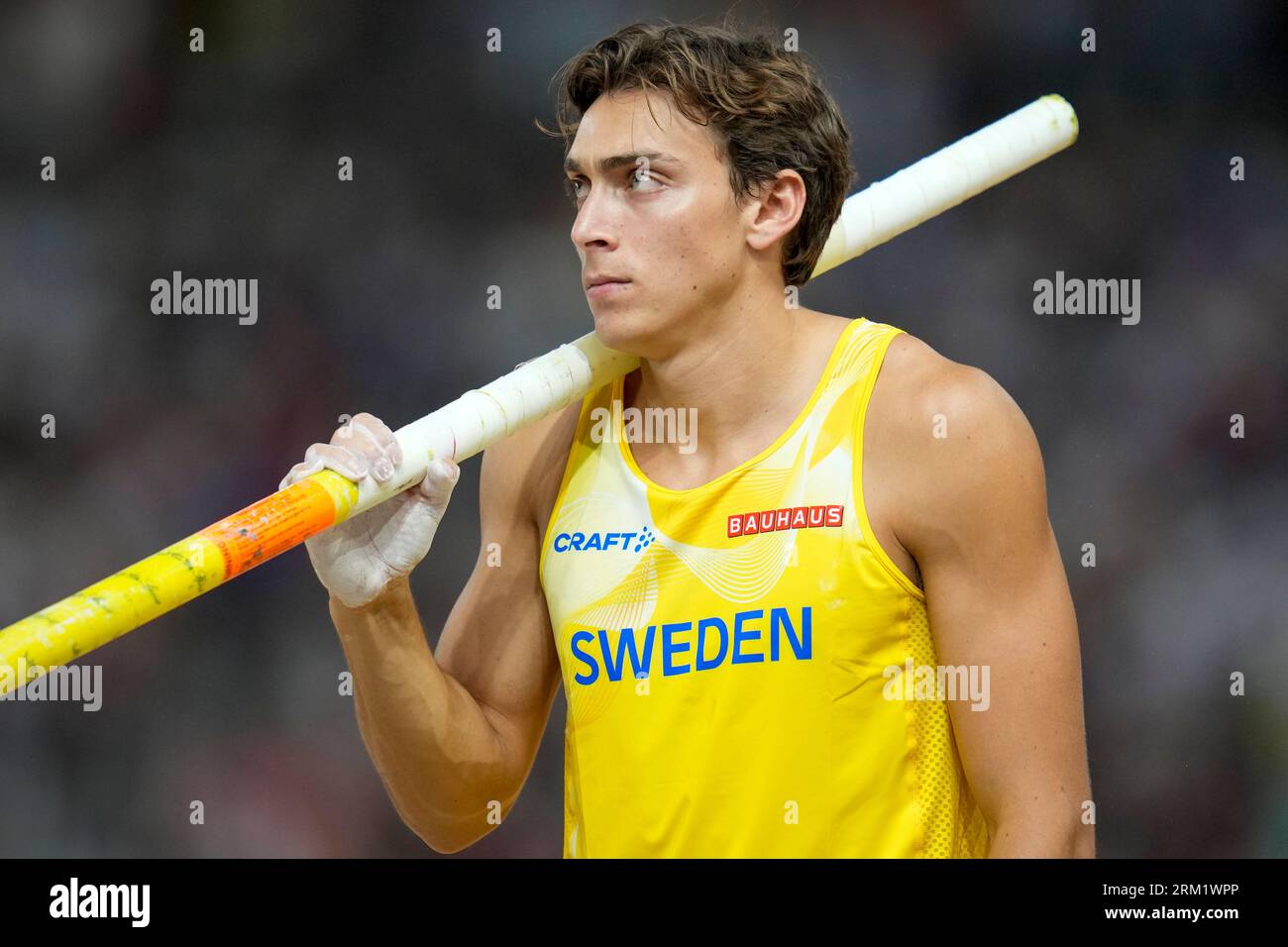 Armand Duplantis, of Sweden, competes in the Men's pole vault final ...