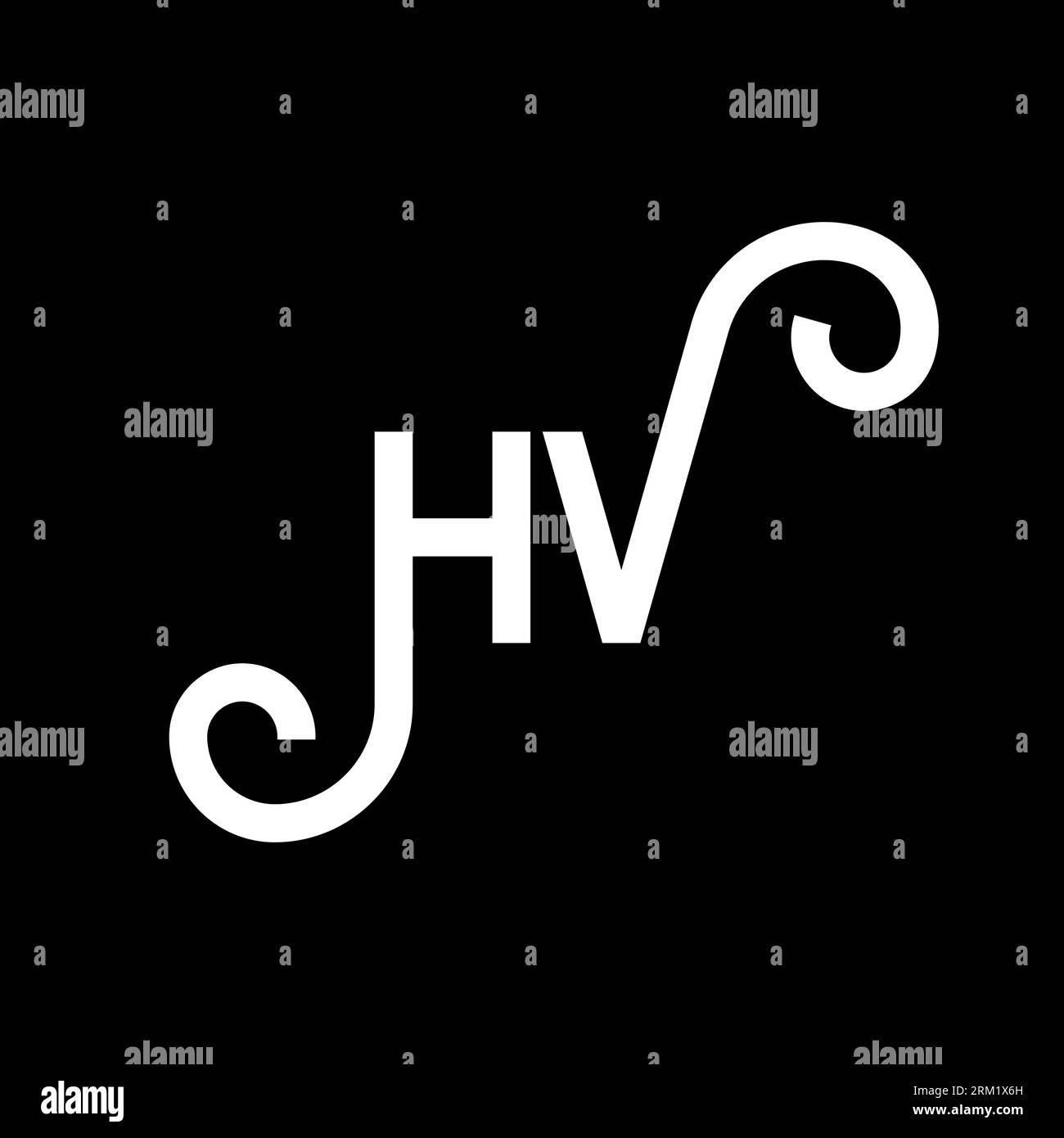 HV letter logo design on black background. HV creative initials letter ...