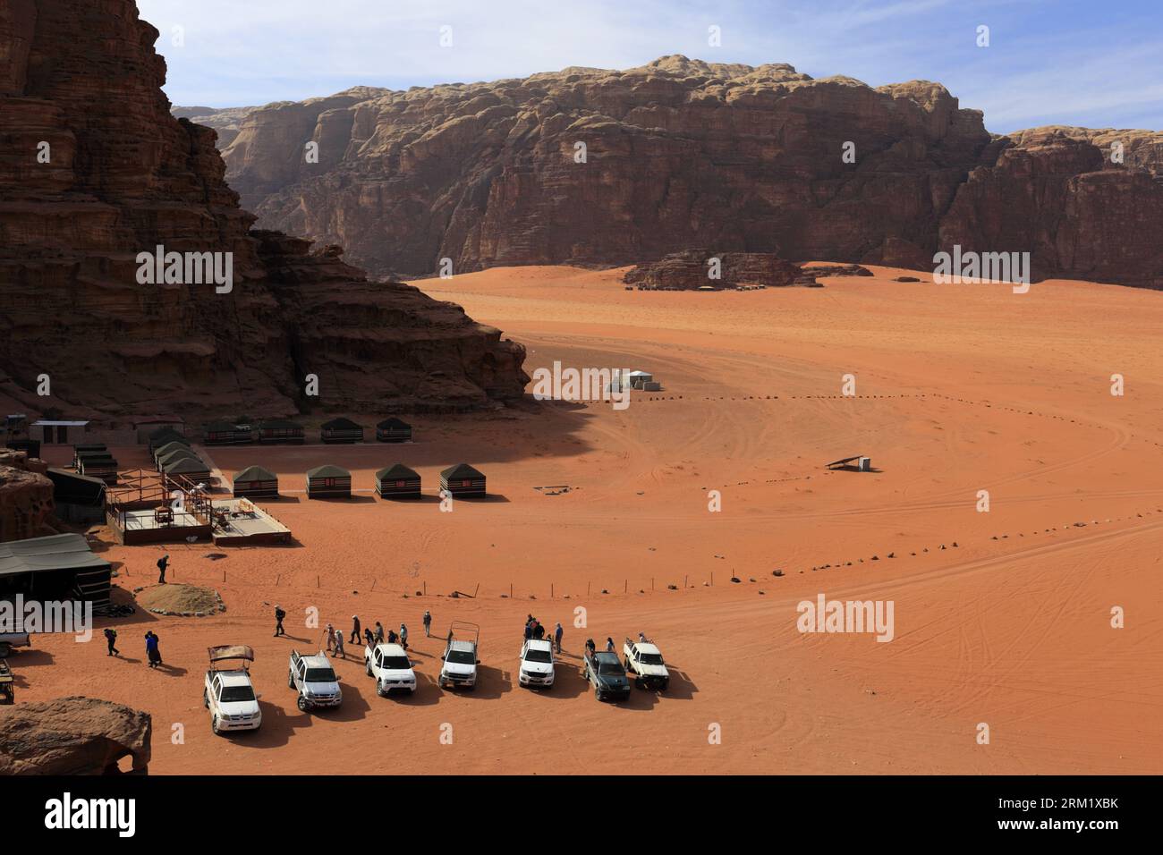 Tourist on a Jeep Tour in Wadi Rum, Unesco World Heritage Site, Jordan ...