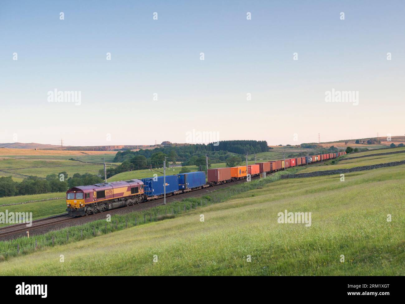 DB cargo class 66 diesel locomotive on the electrified west coast ...