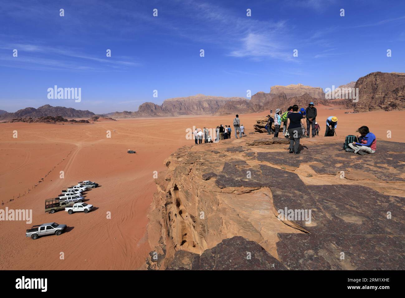 Tourist on a Jeep Tour in Wadi Rum, Unesco World Heritage Site, Jordan ...