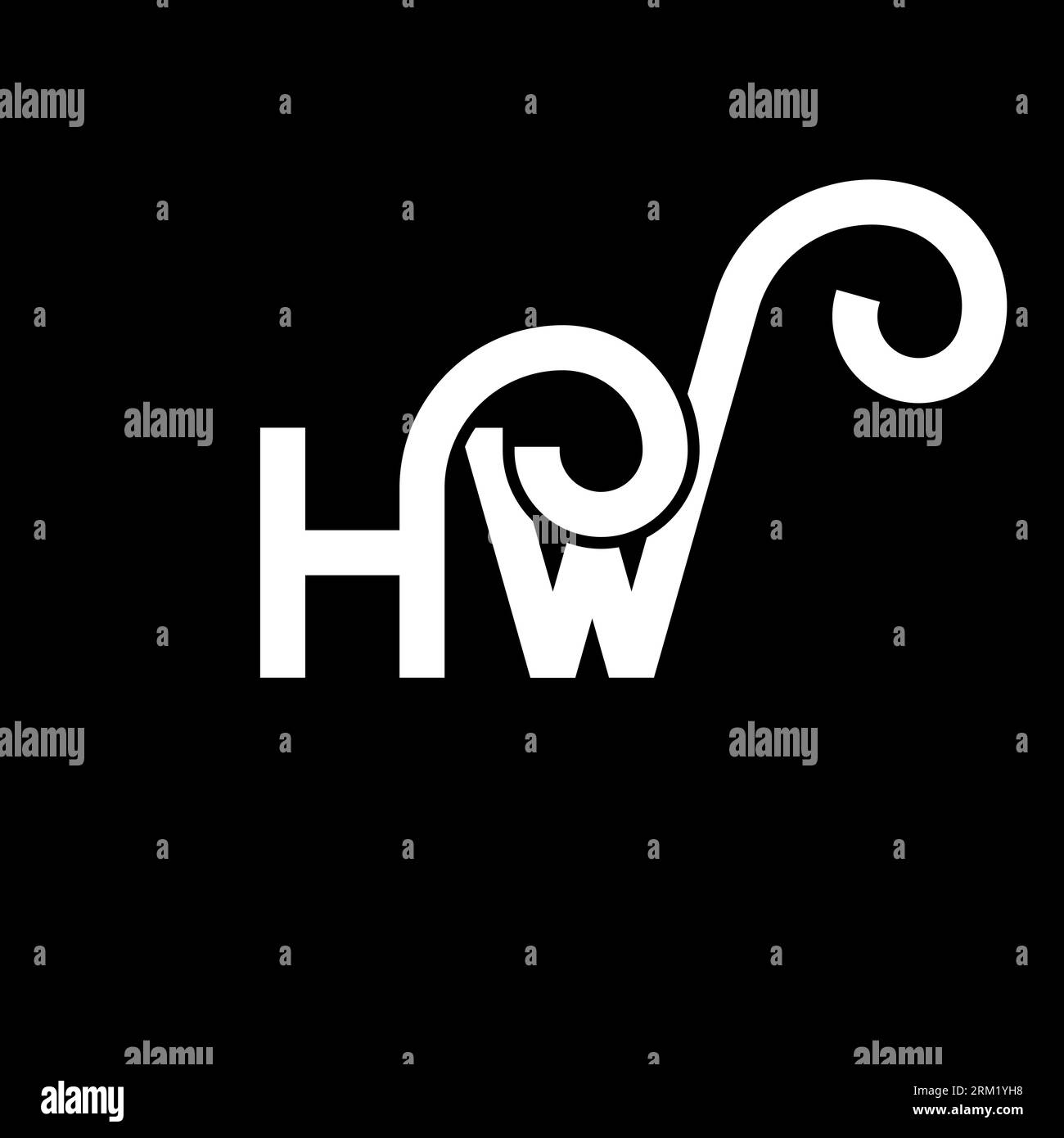 HW letter logo design on black background. HW creative initials letter ...