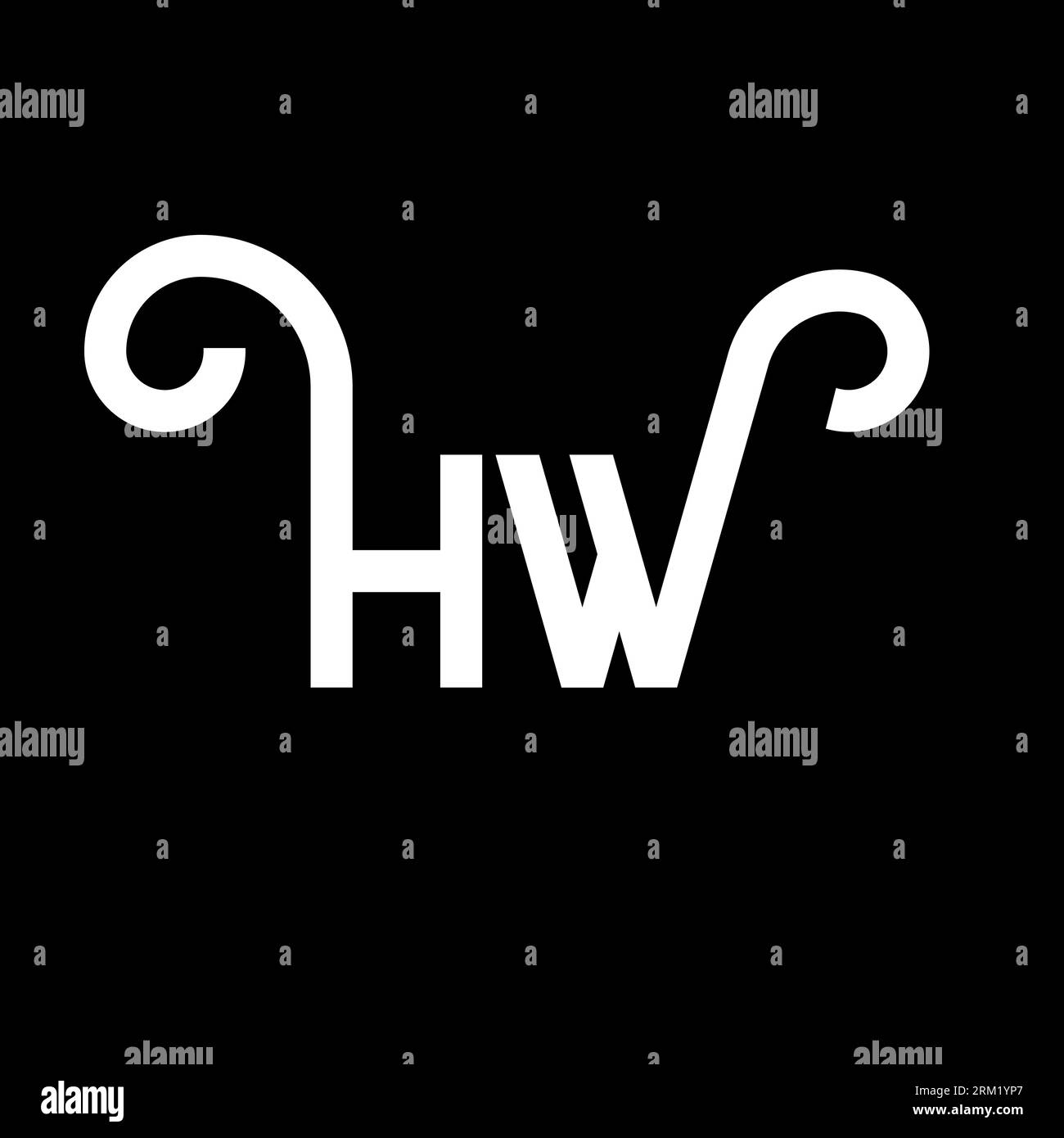 HW letter logo design on black background. HW creative initials letter ...