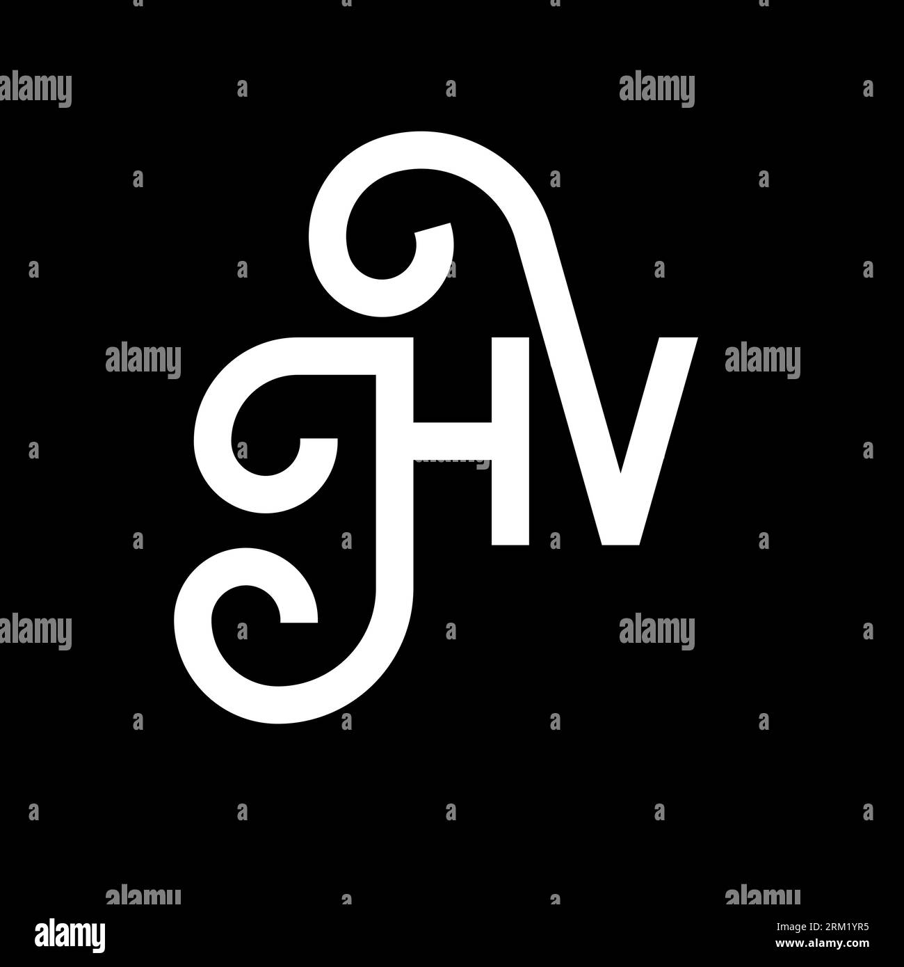 HV letter logo design on black background. HV creative initials letter ...