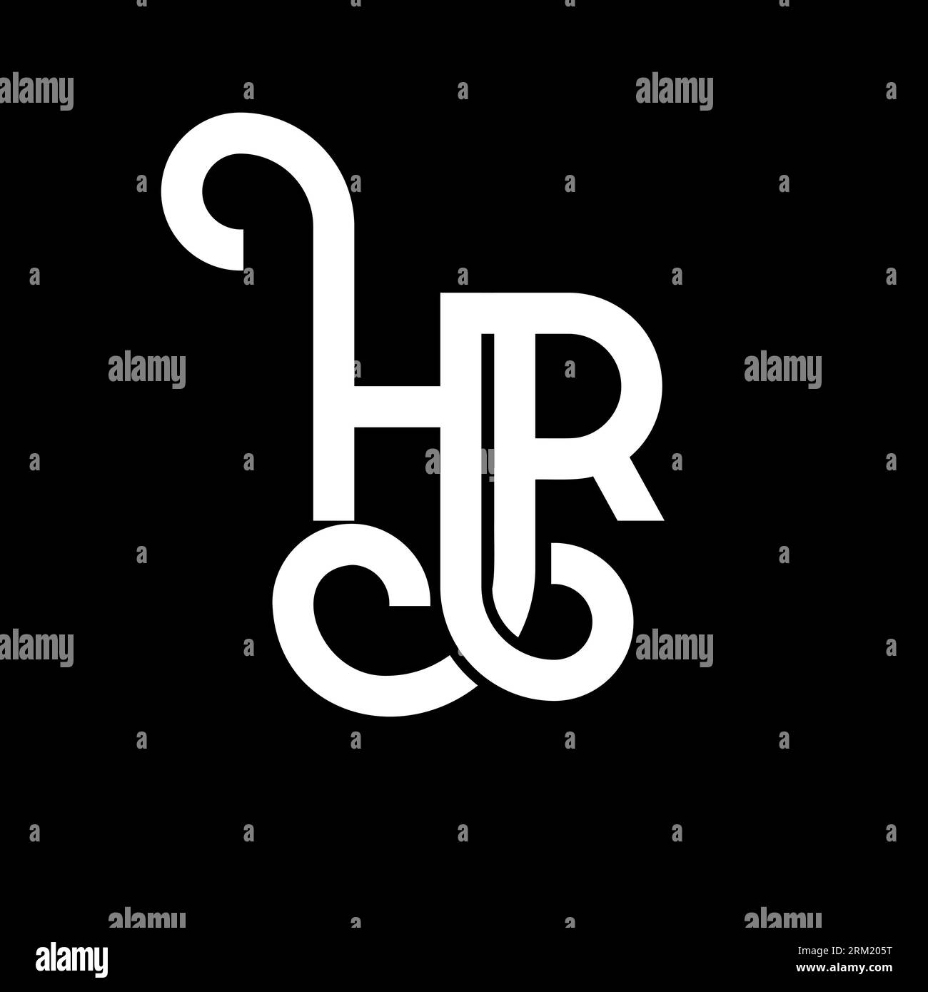 HR letter logo design on black background. HR creative initials letter ...