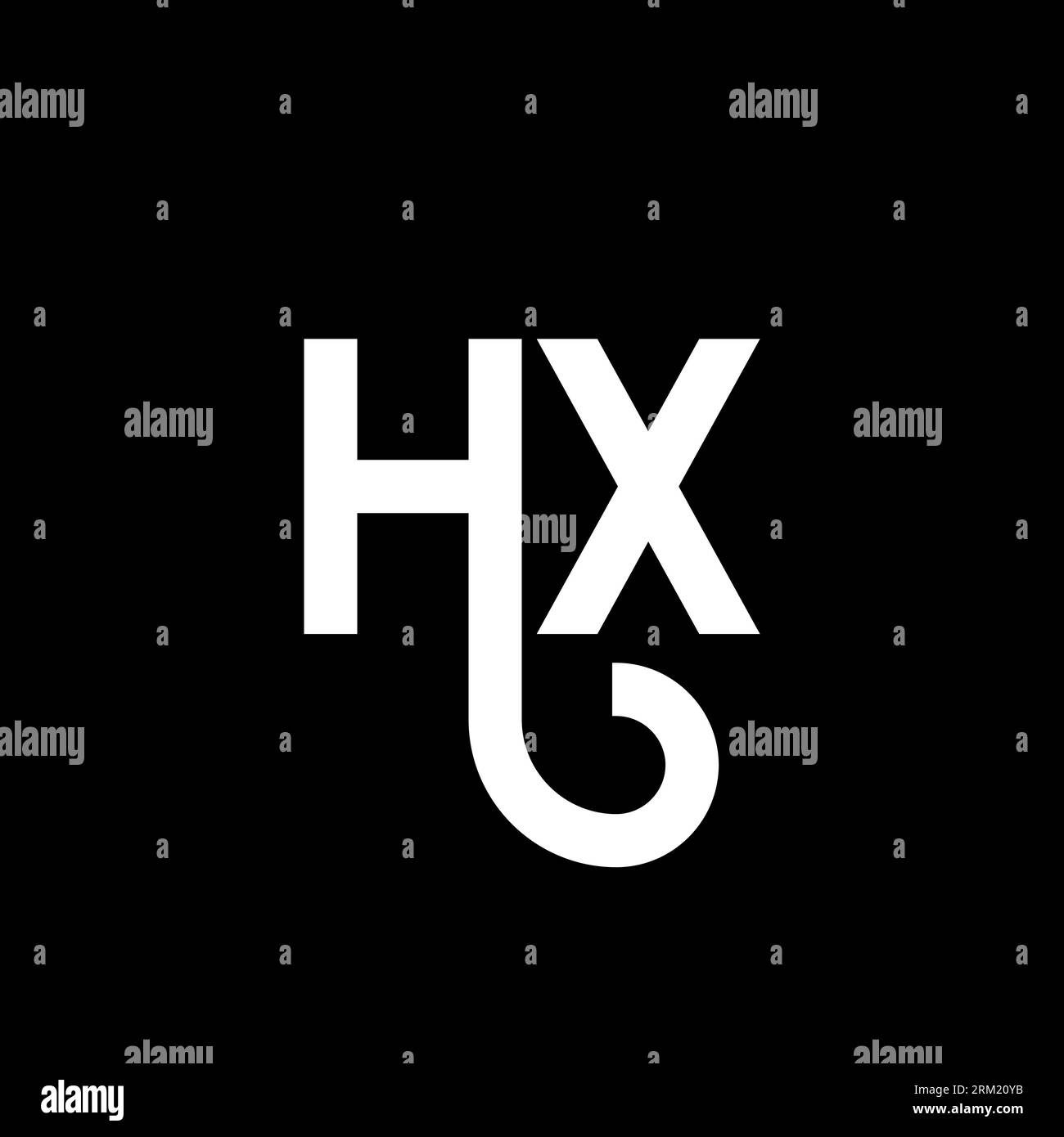 HX letter logo design on black background. HX creative initials letter ...