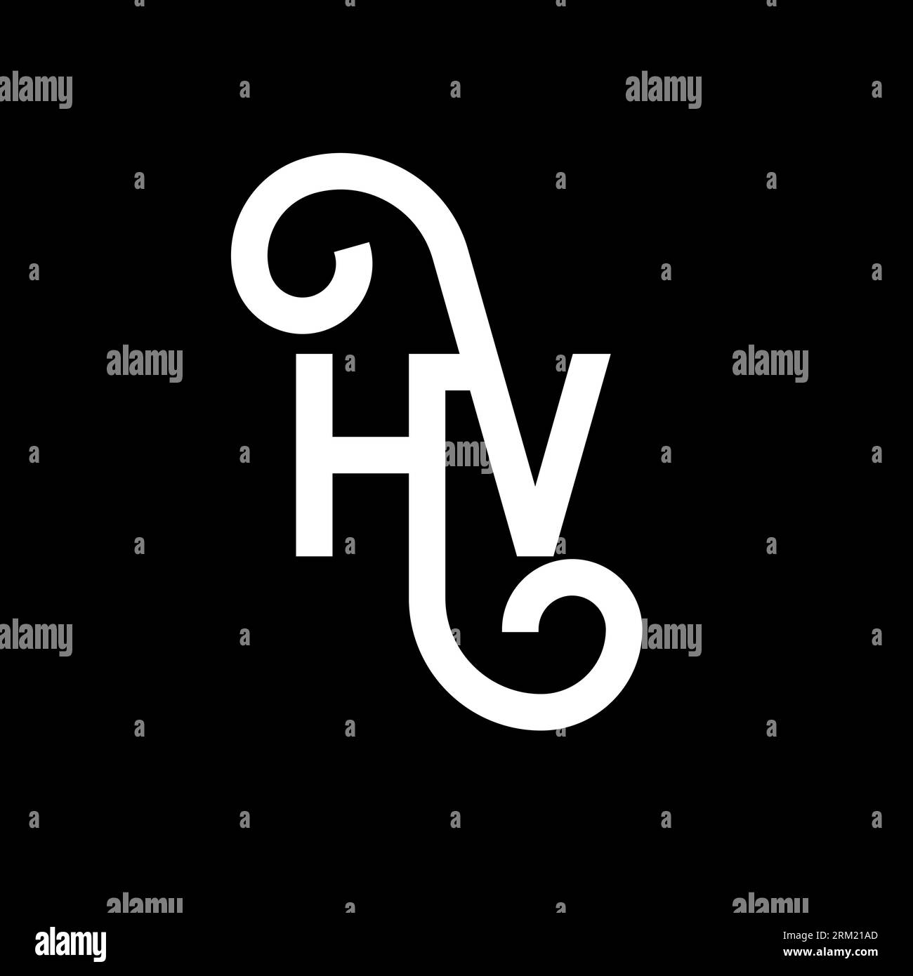 HV letter logo design on black background. HV creative initials letter ...
