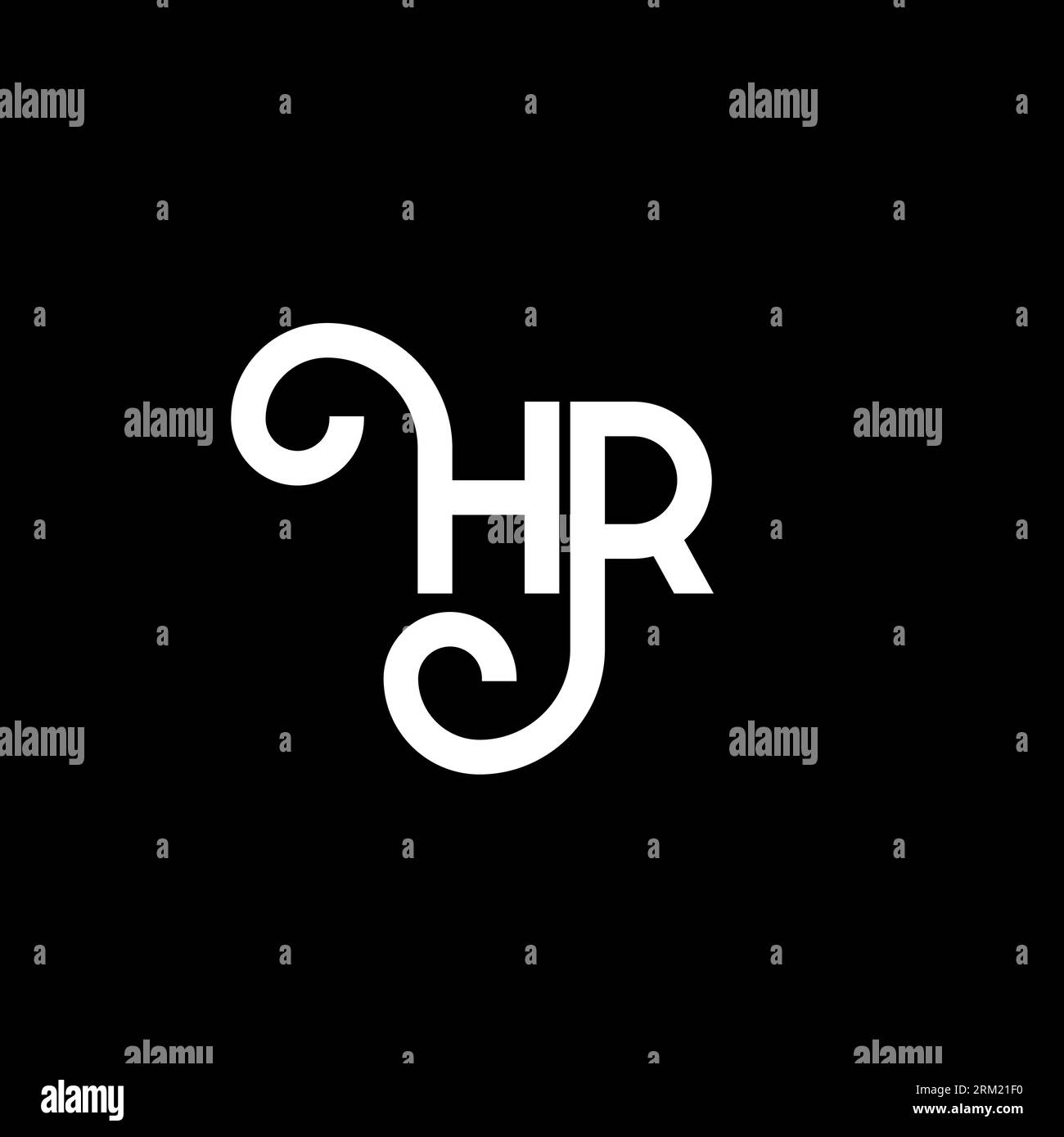 HR letter logo design on black background. HR creative initials letter ...
