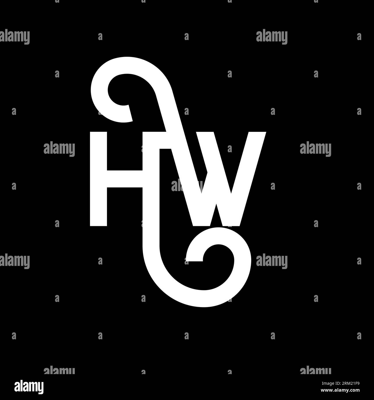 HW letter logo design on black background. HW creative initials letter ...