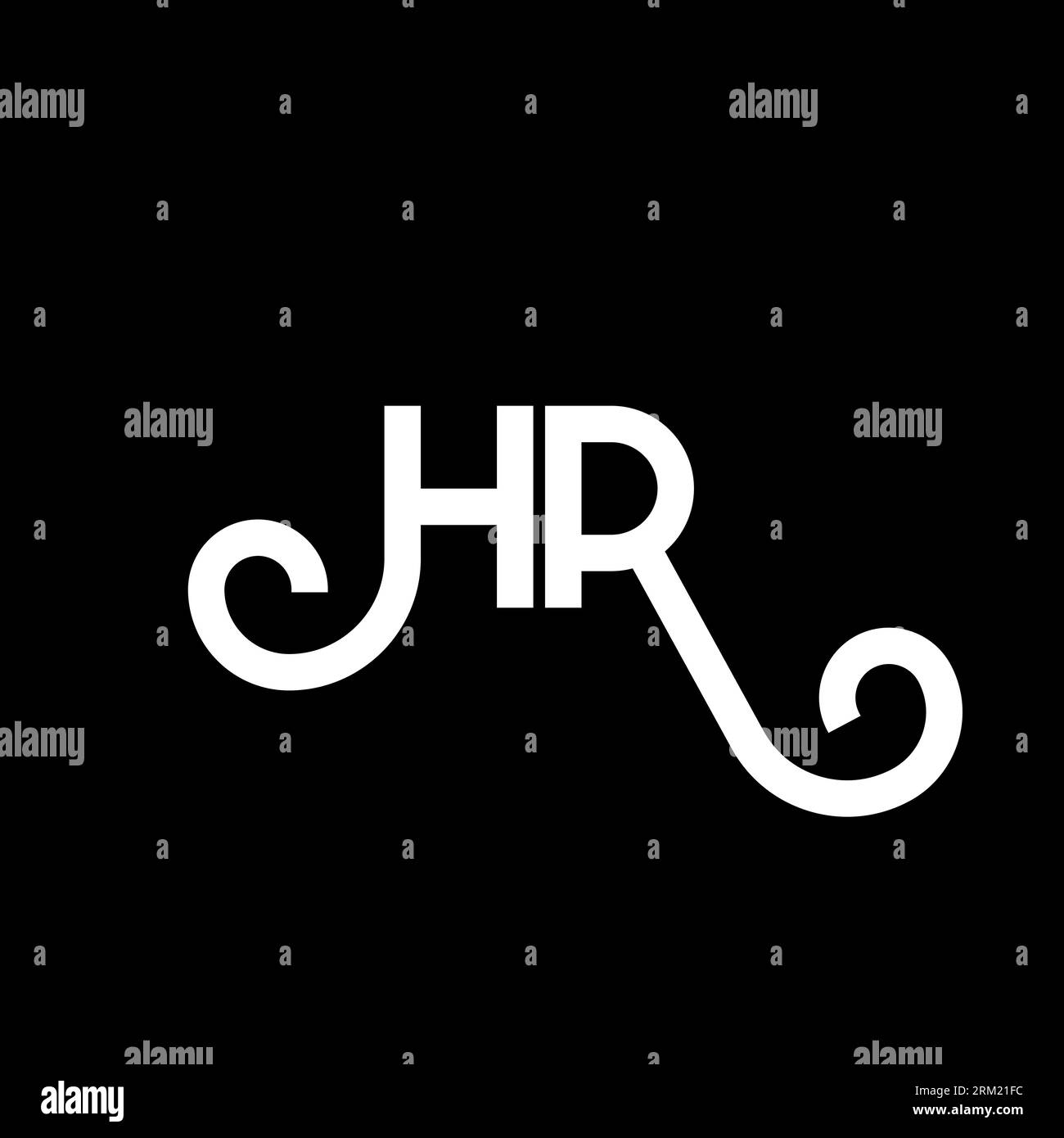 HR letter logo design on black background. HR creative initials letter ...
