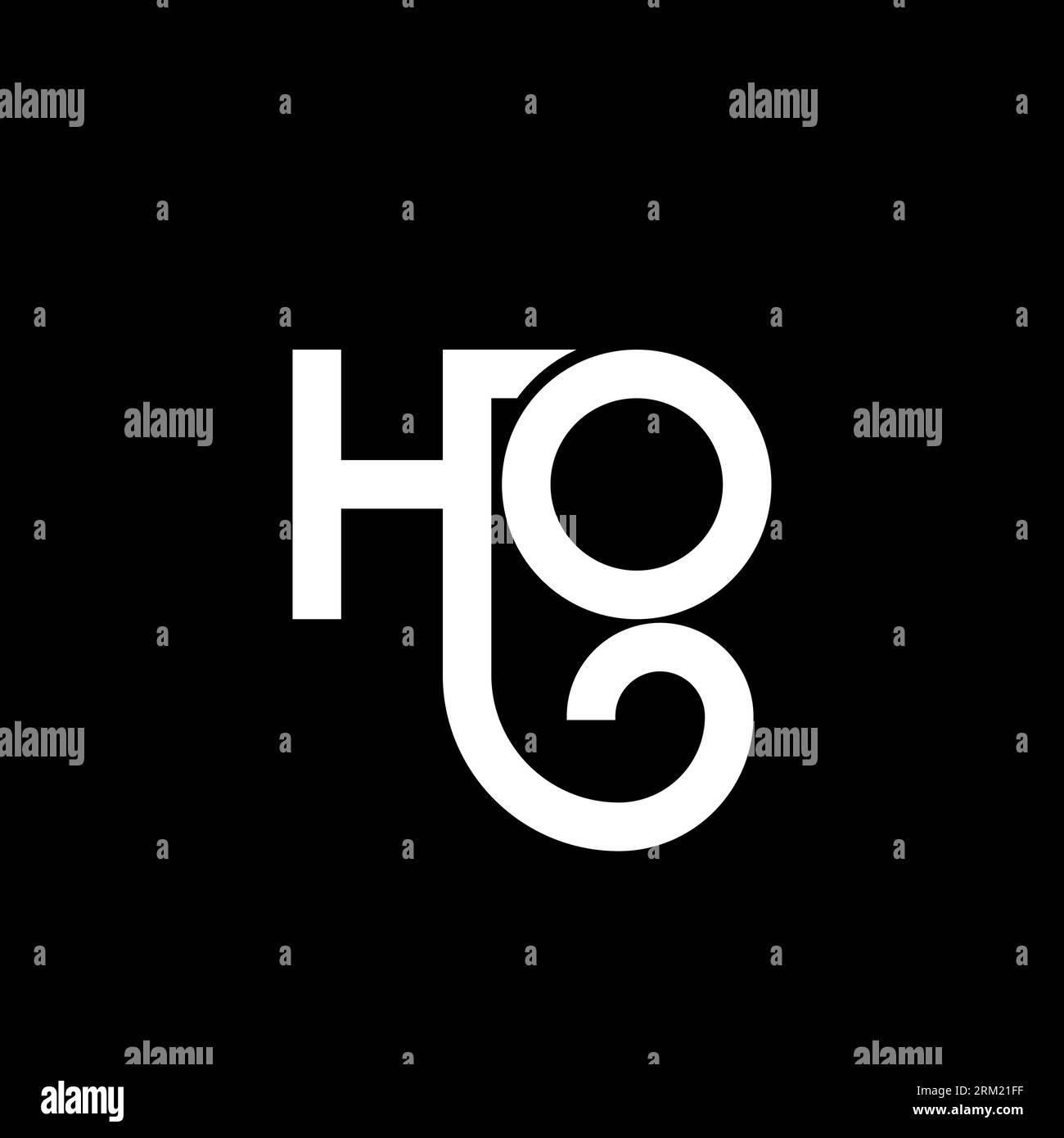 HO letter logo design on black background. HO creative initials letter ...