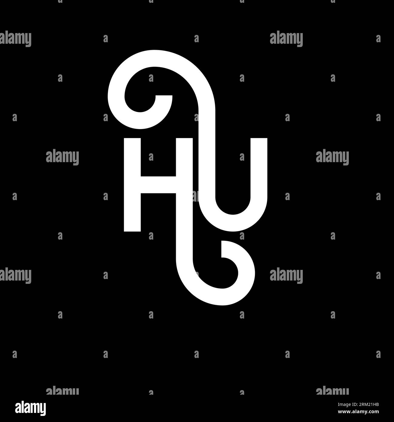 HU letter logo design on black background. HU creative initials letter ...