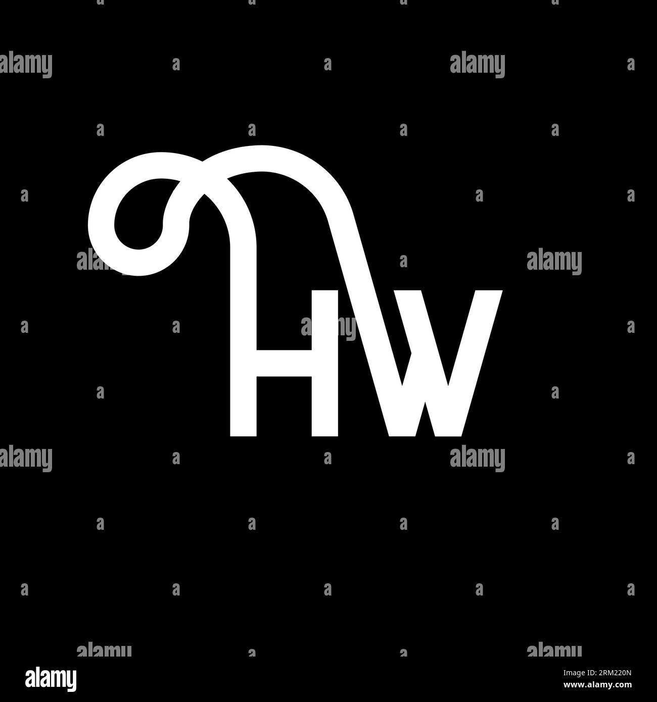 HW letter logo design on black background. HW creative initials letter ...