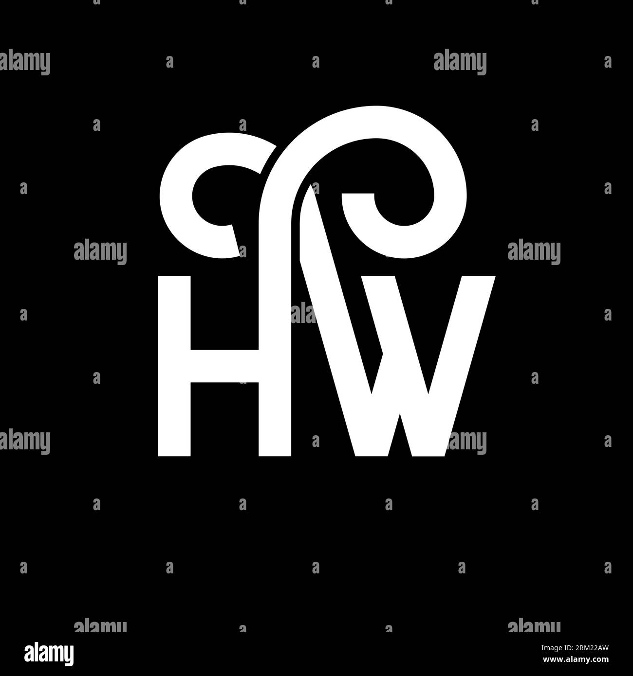 HW letter logo design on black background. HW creative initials letter ...