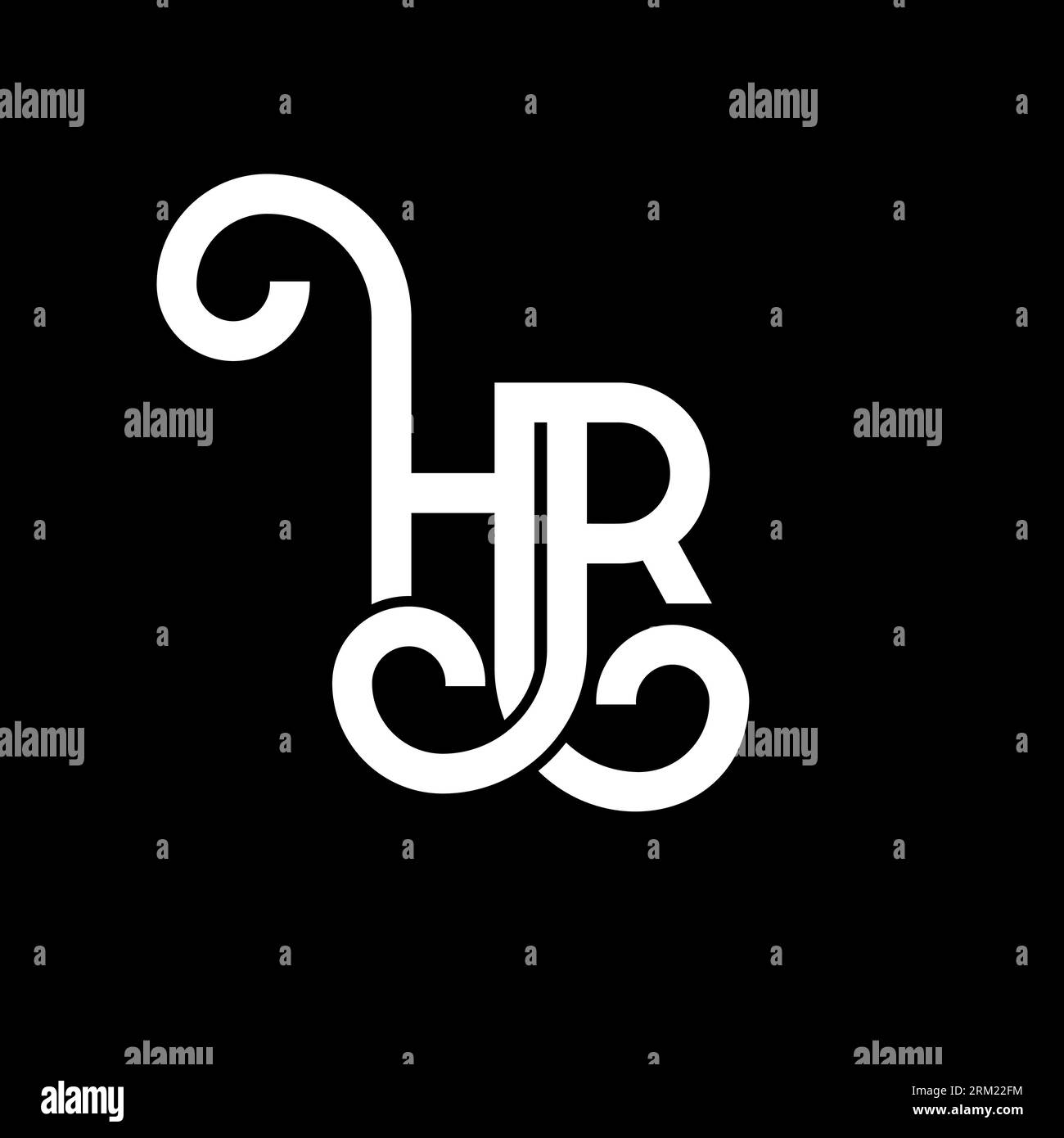 HR letter logo design on black background. HR creative initials letter ...