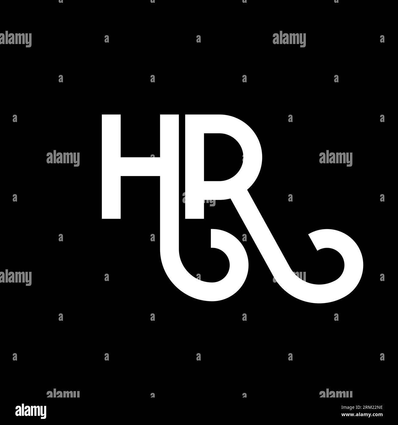 HR letter logo design on black background. HR creative initials letter ...