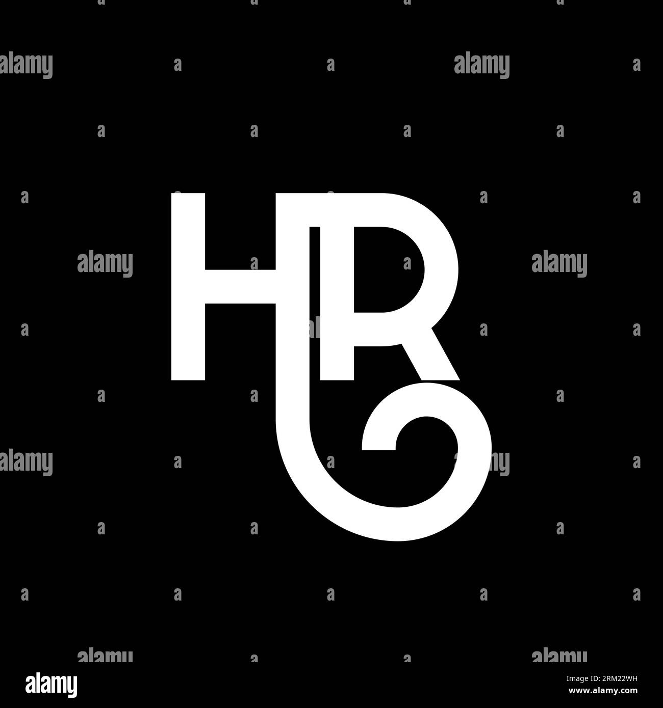 HR letter logo design on black background. HR creative initials letter ...