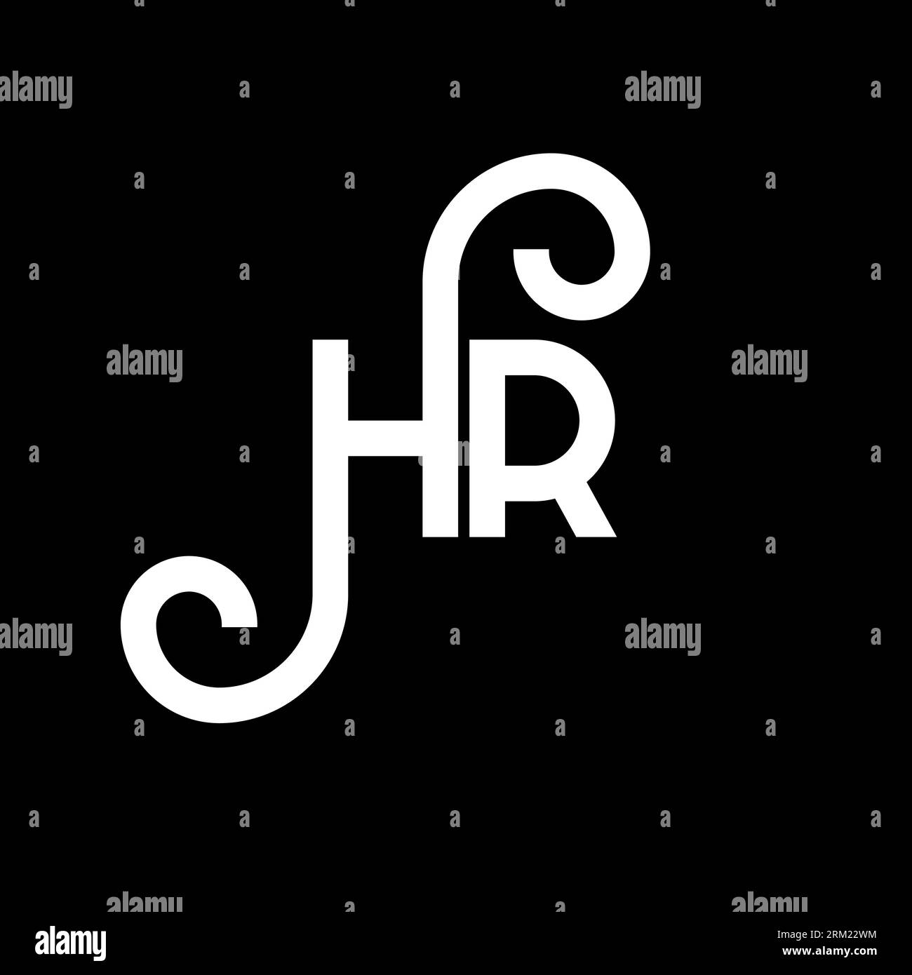 HR letter logo design on black background. HR creative initials letter ...