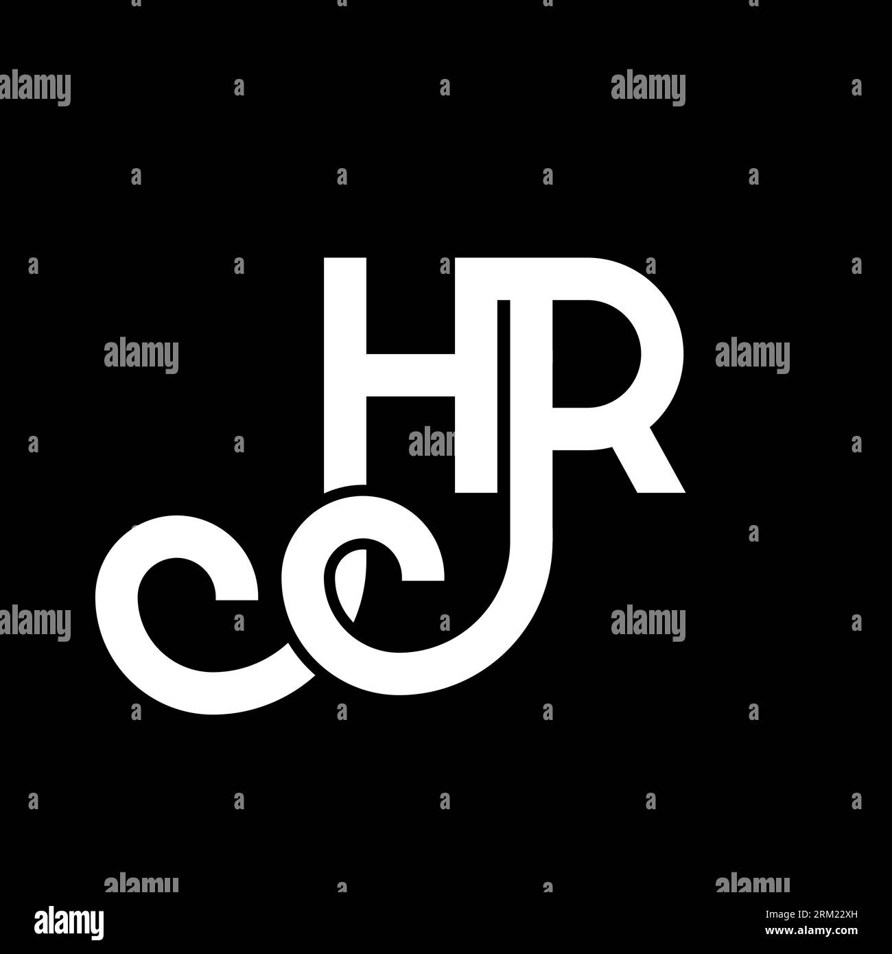 HR letter logo design on black background. HR creative initials letter ...