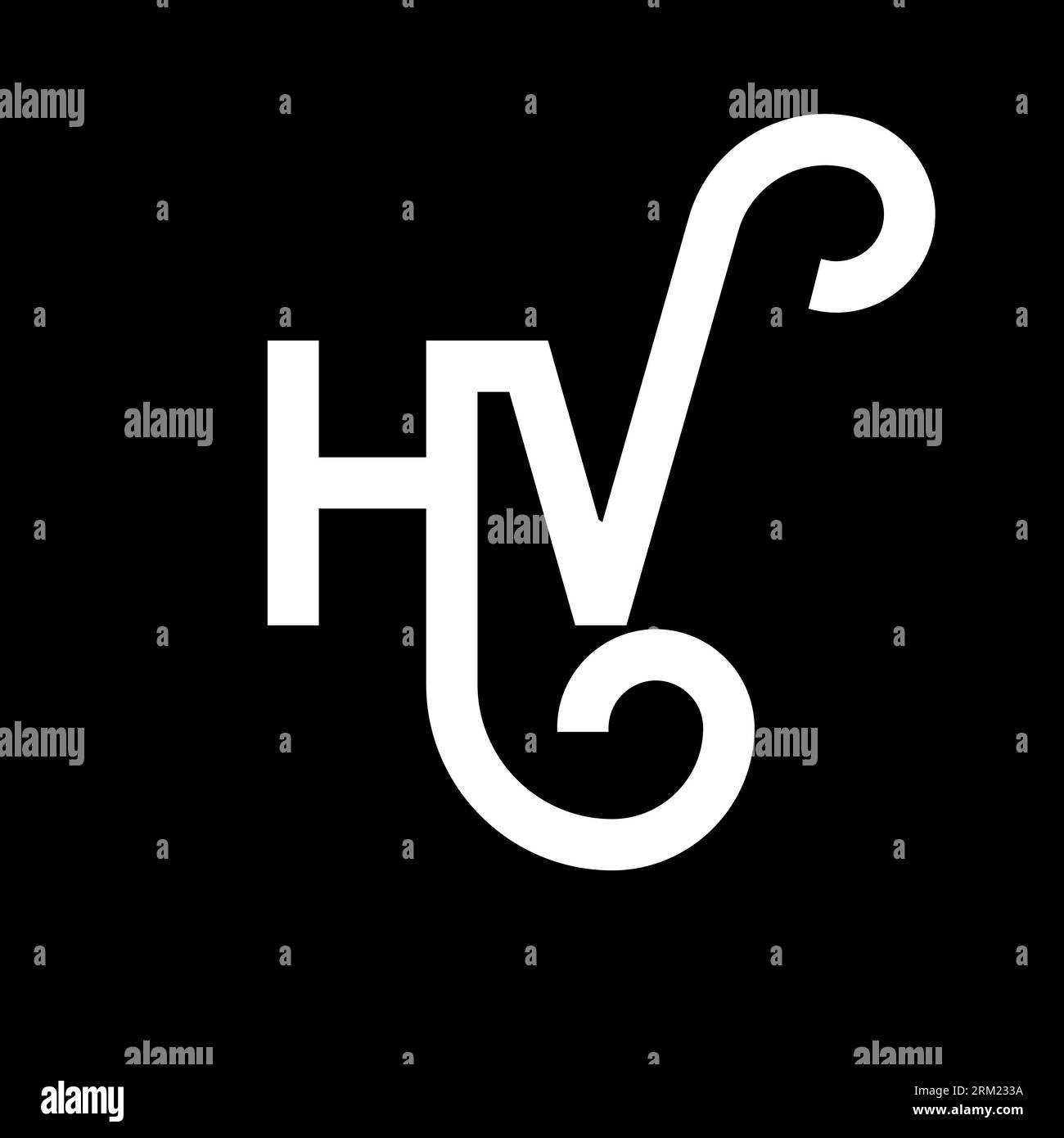 HV letter logo design on black background. HV creative initials letter ...