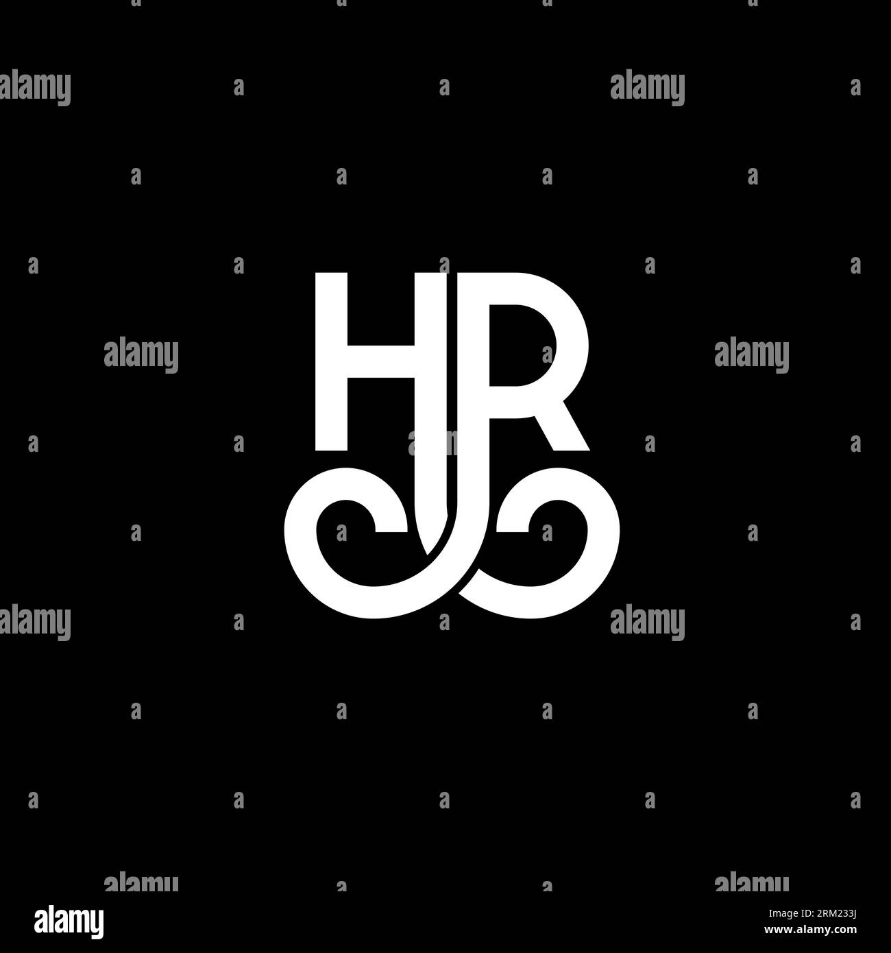 HR letter logo design on black background. HR creative initials letter ...