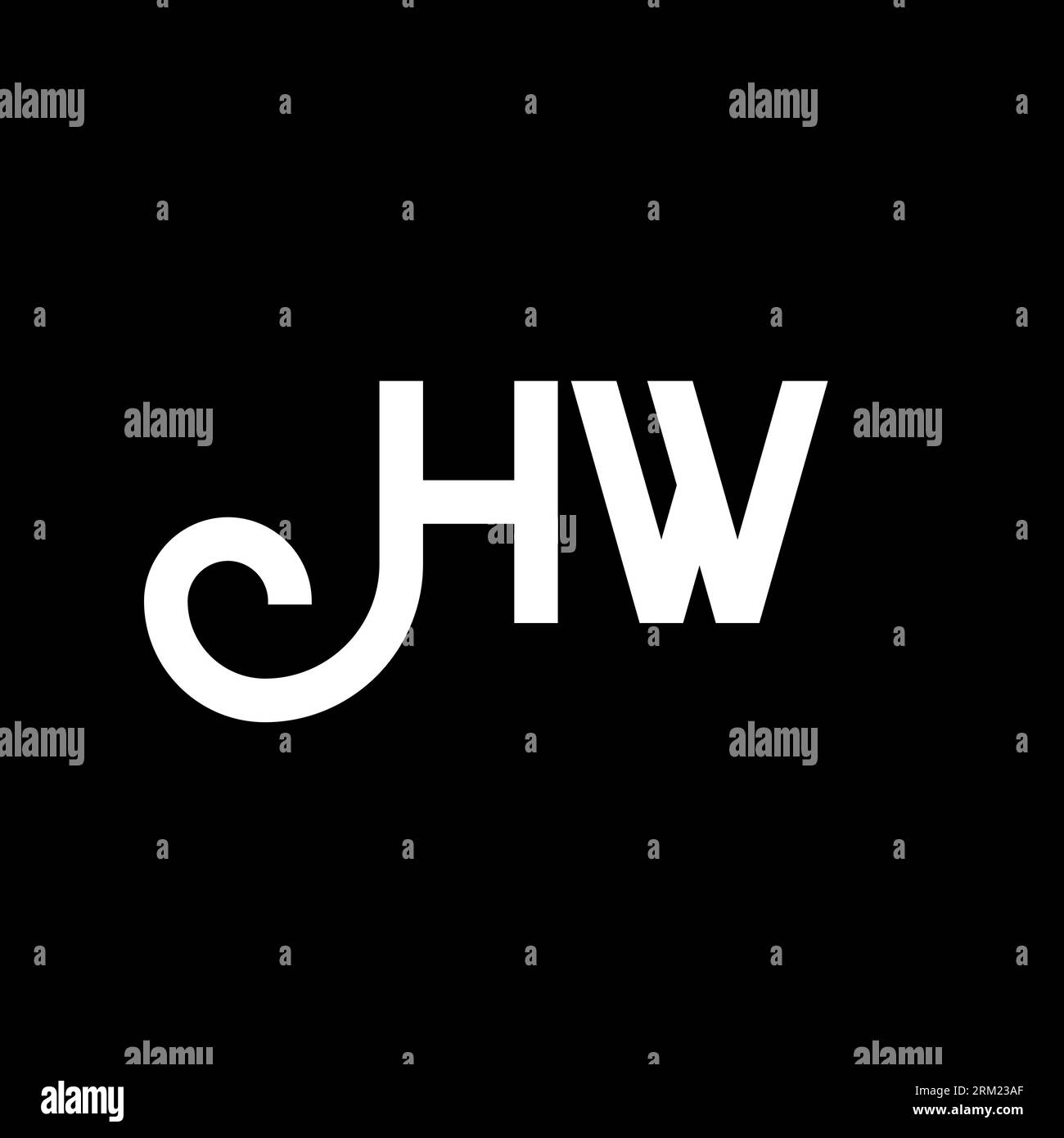 HW letter logo design on black background. HW creative initials letter ...