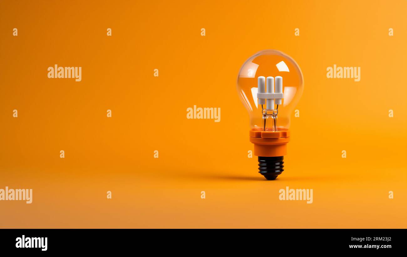 Creative idea bulb made of plastic block toys with orange color Stock ...