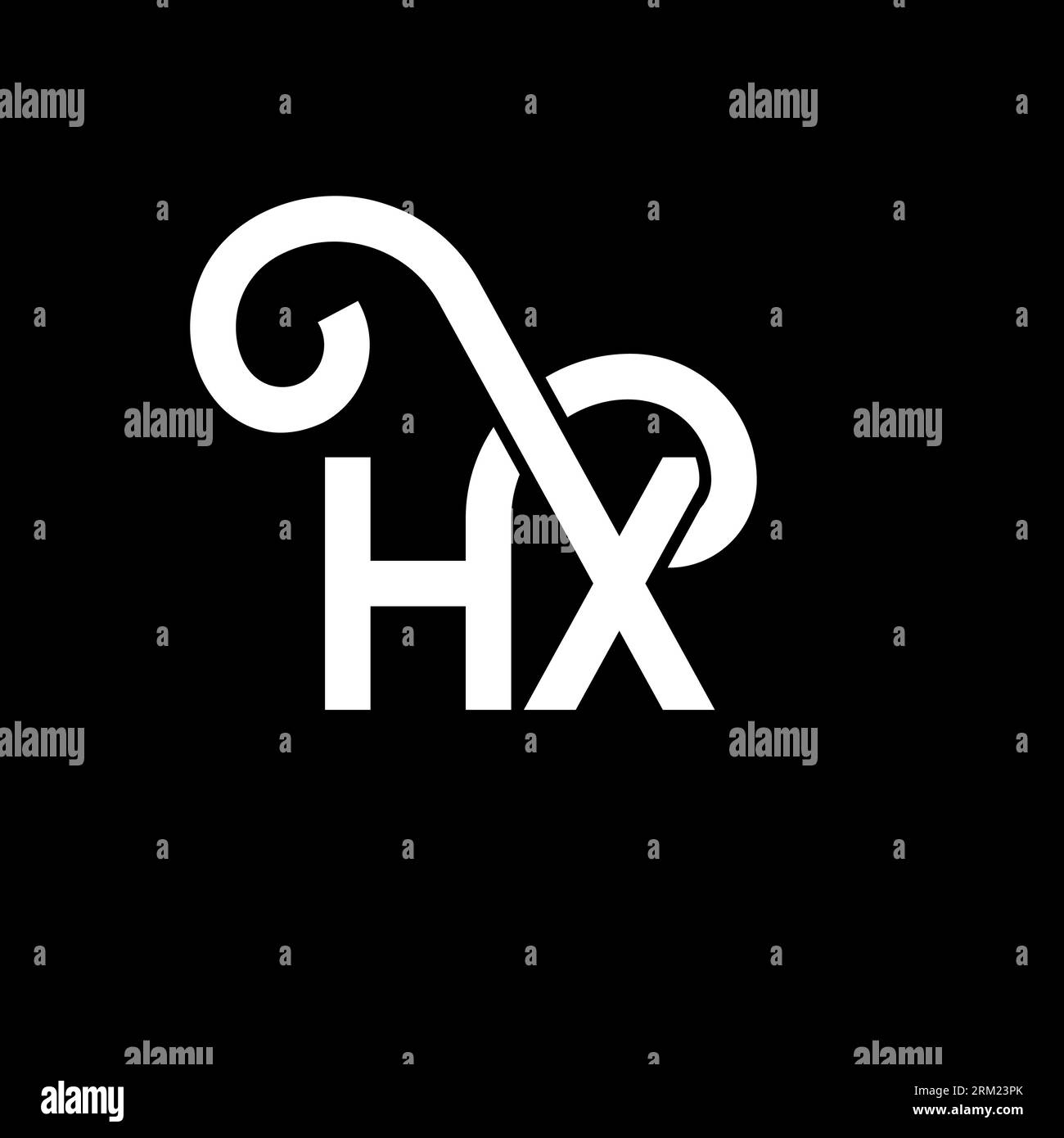 HX letter logo design on black background. HX creative initials letter ...