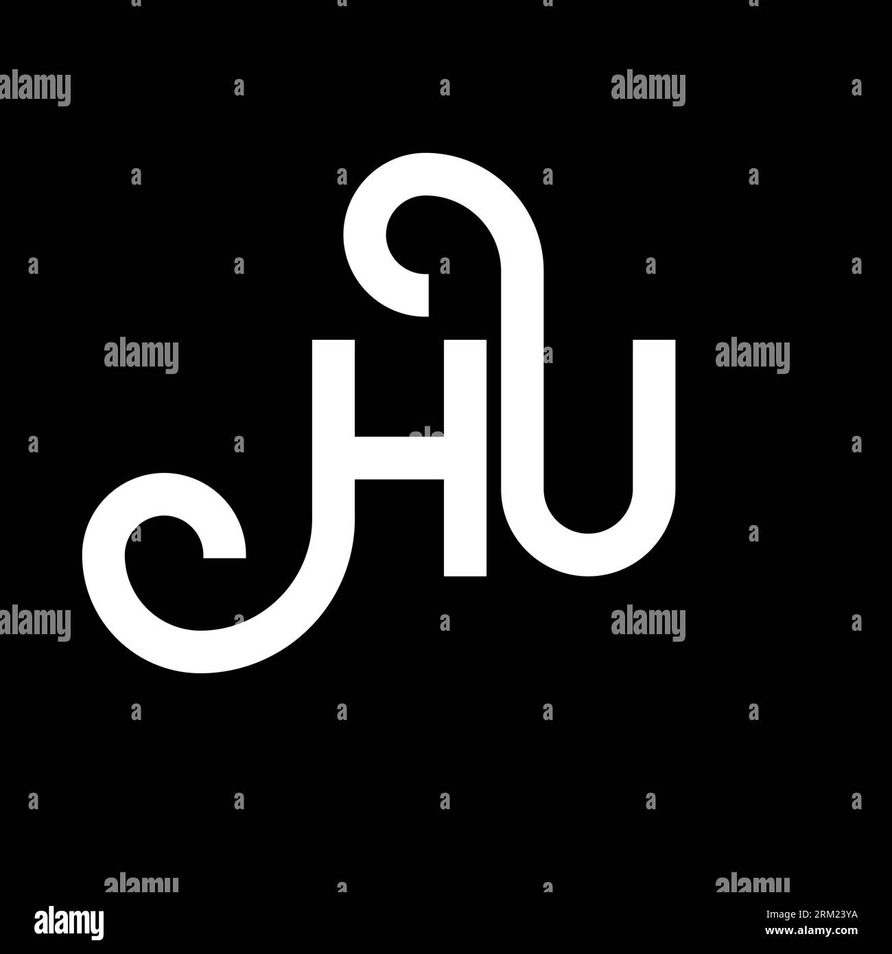 HU letter logo design on black background. HU creative initials letter ...