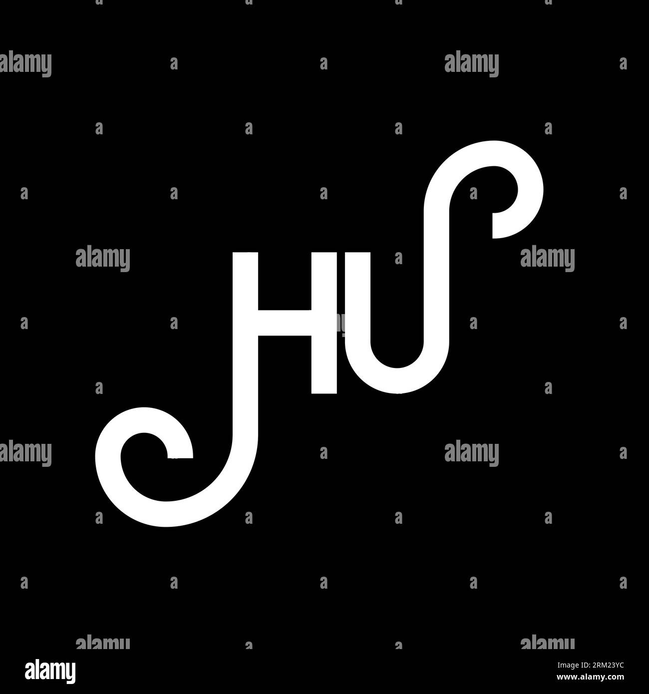 HU letter logo design on black background. HU creative initials letter ...