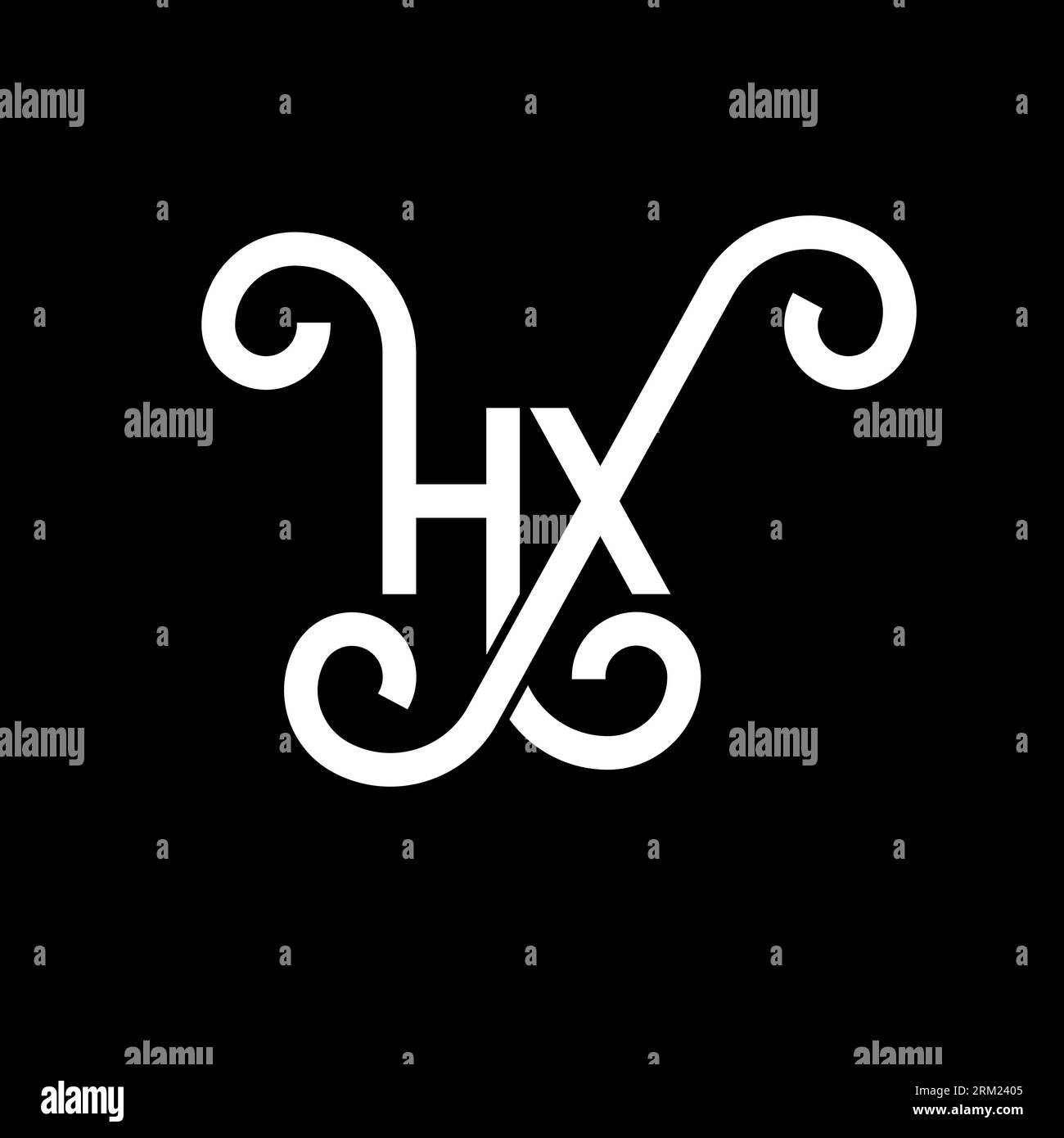 HX letter logo design on black background. HX creative initials letter ...