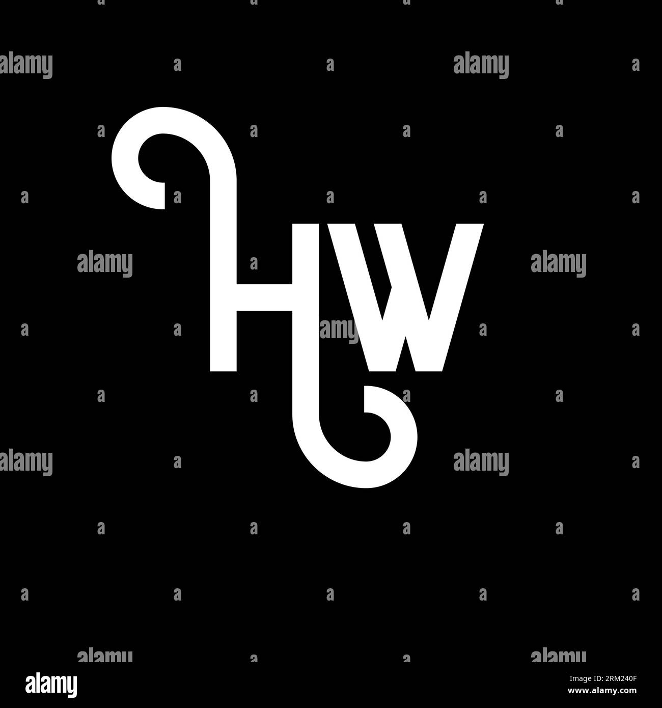 HW letter logo design on black background. HW creative initials letter ...