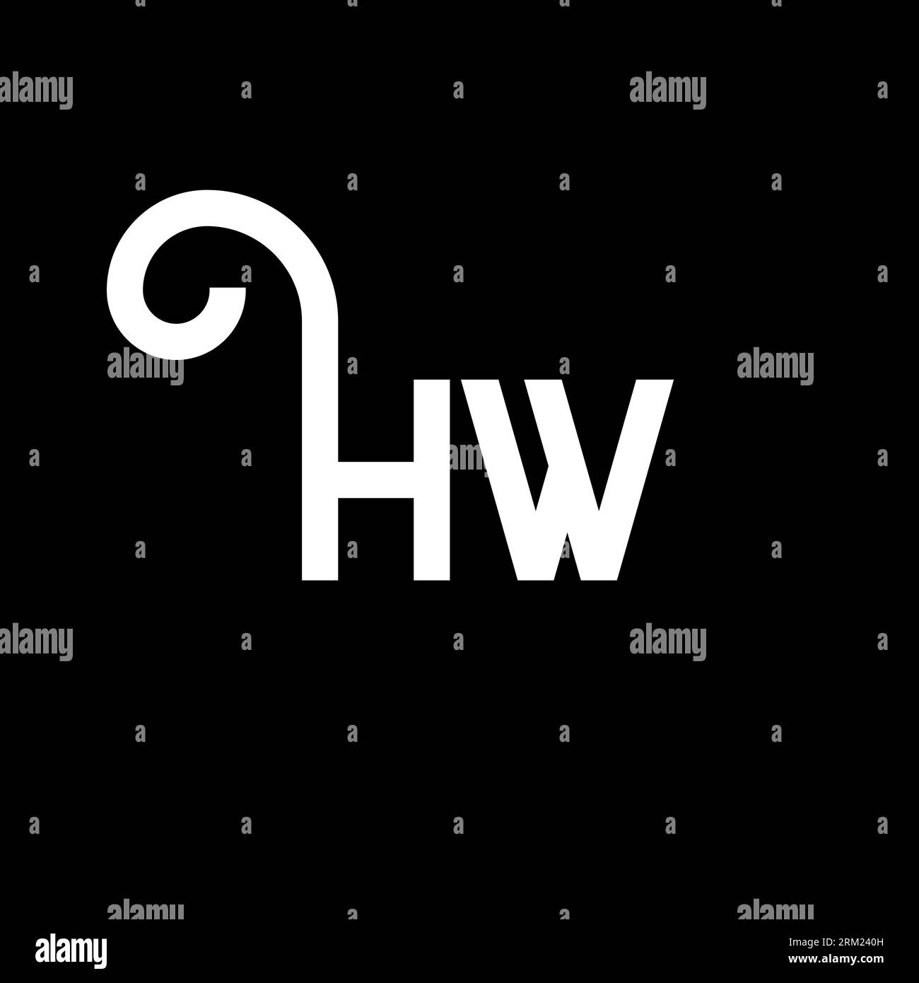 HW letter logo design on black background. HW creative initials letter ...