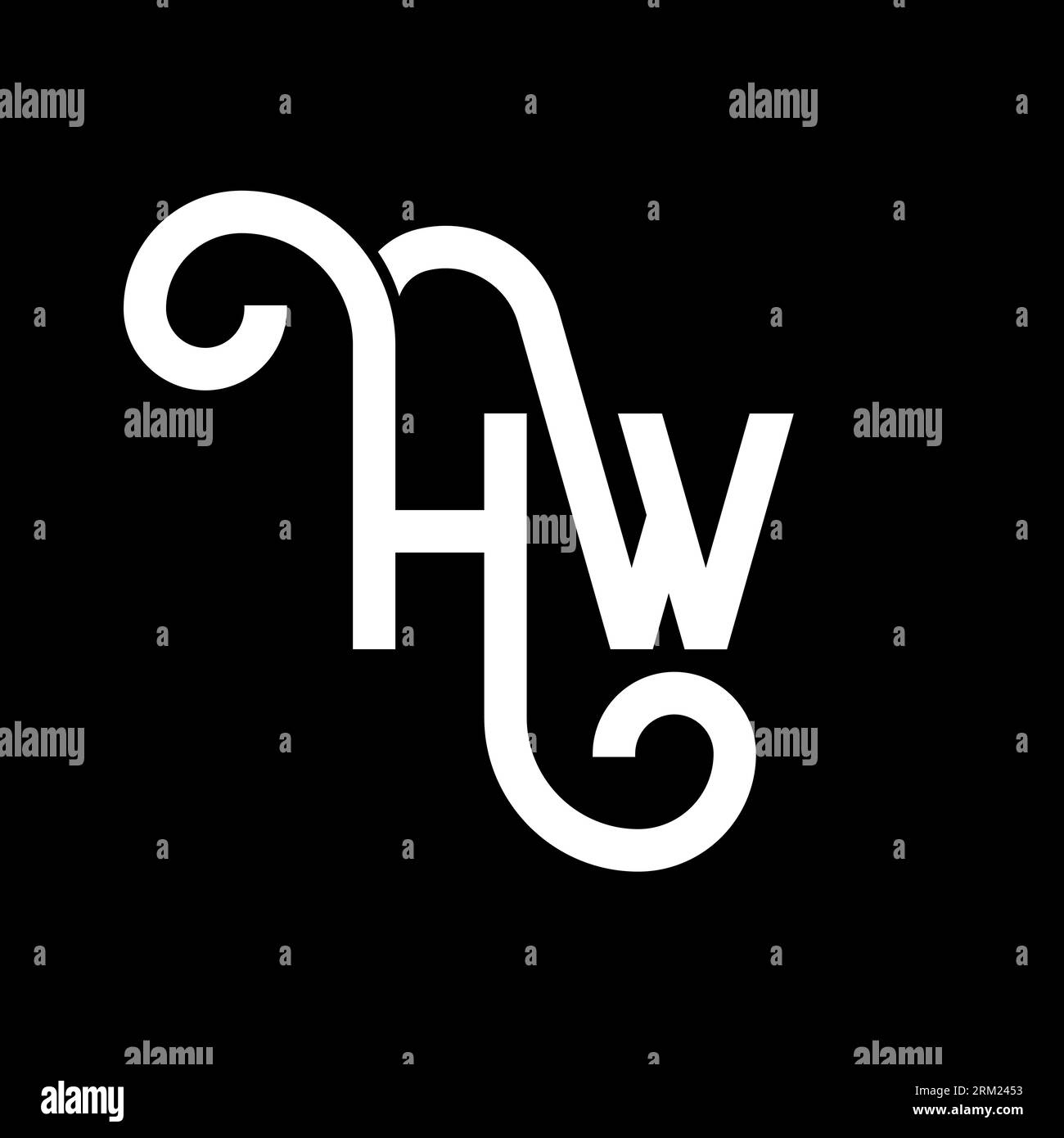 HW letter logo design on black background. HW creative initials letter ...