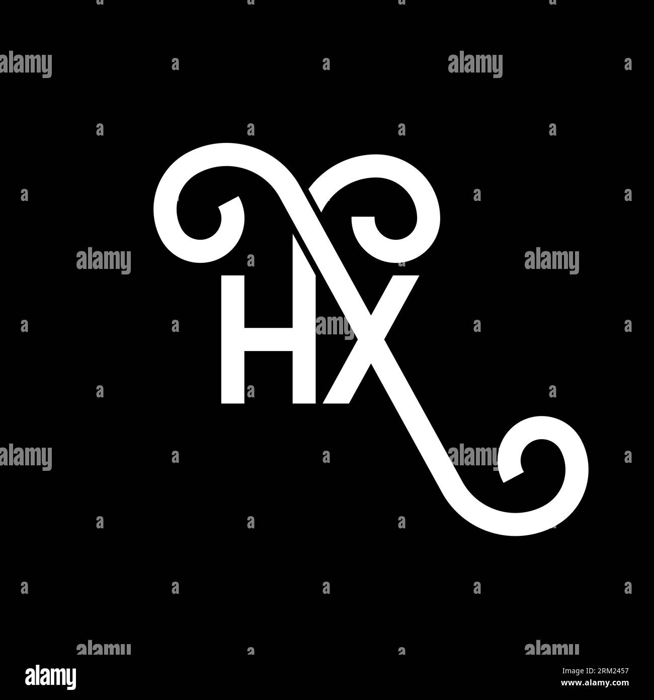 HX letter logo design on black background. HX creative initials letter ...