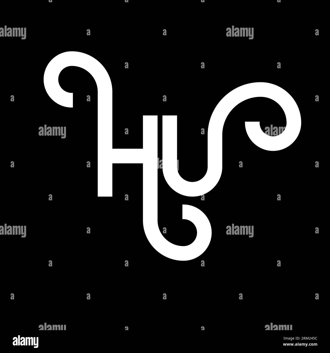 HU letter logo design on black background. HU creative initials letter ...