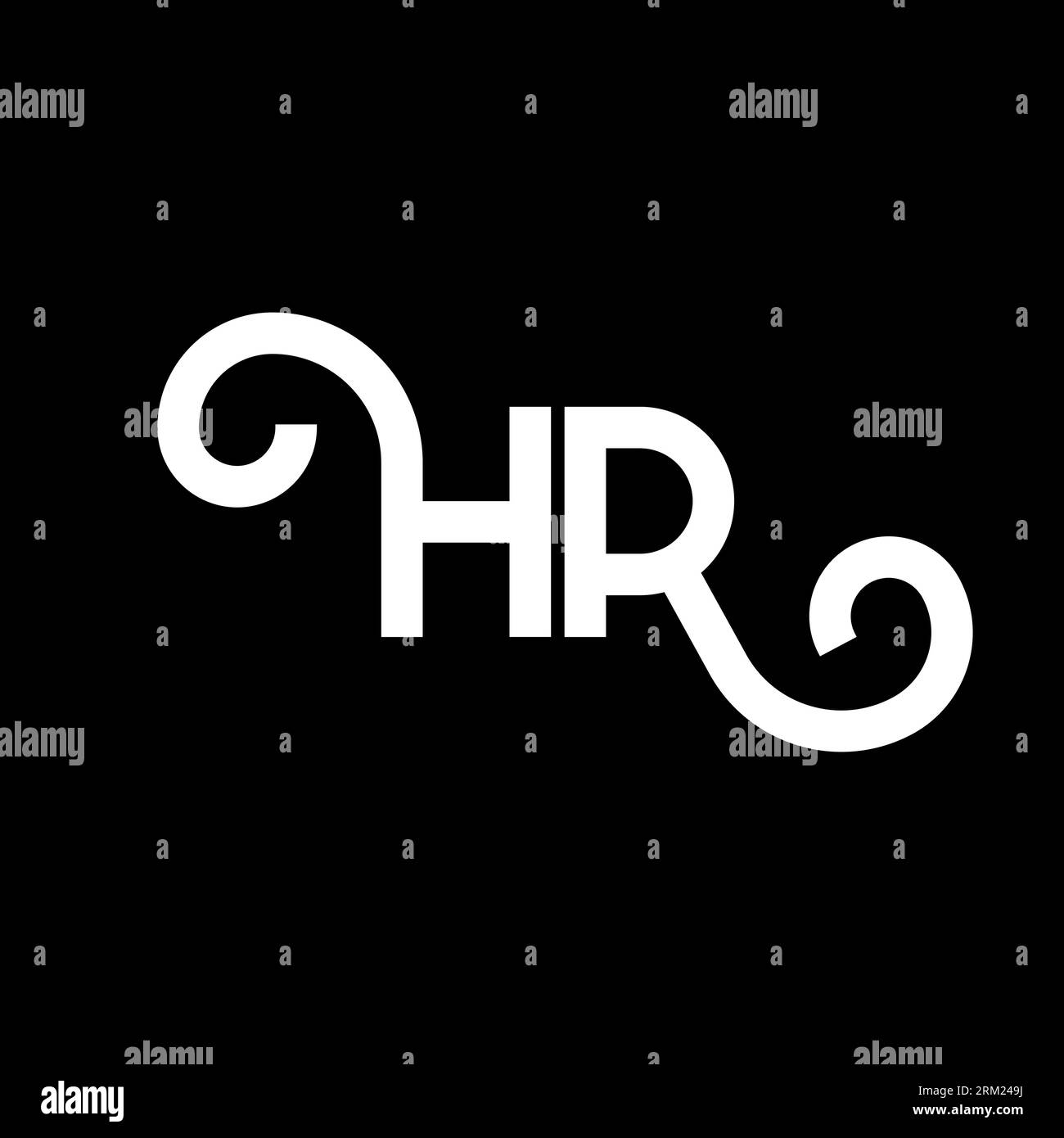HR letter logo design on black background. HR creative initials letter ...