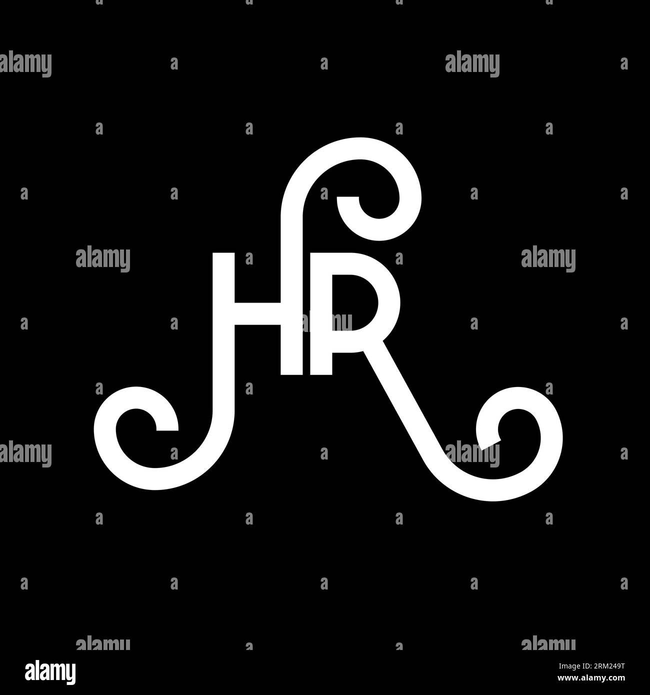 HR letter logo design on black background. HR creative initials letter ...