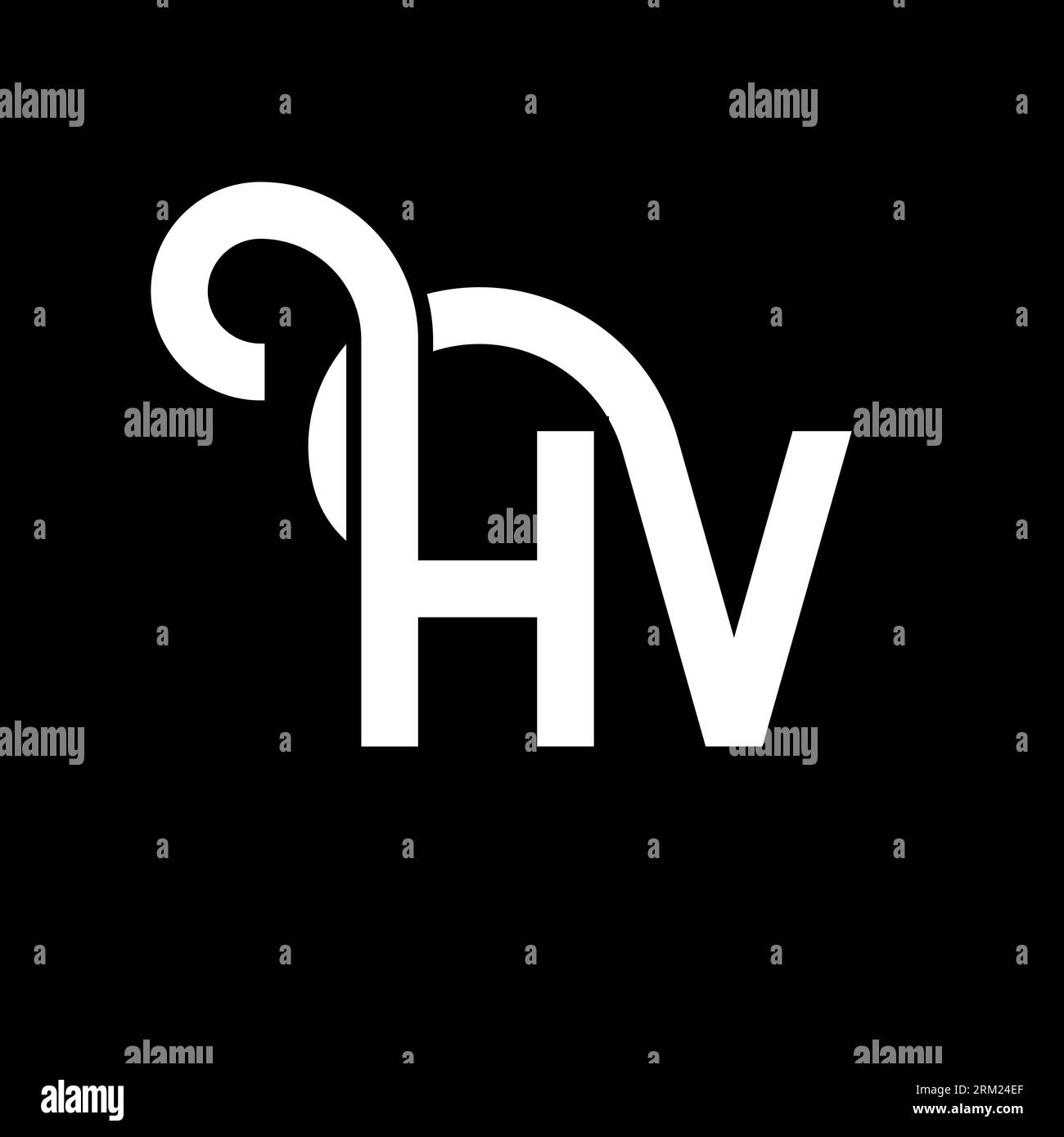 HV letter logo design on black background. HV creative initials letter ...