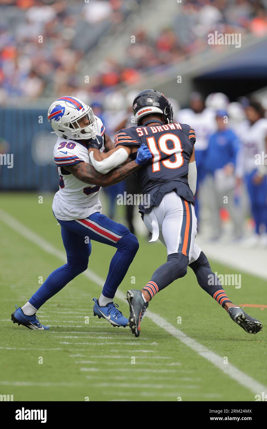 Buffalo Bills cornerback Dane Jackson (30) guards Chicago Bears wide ...