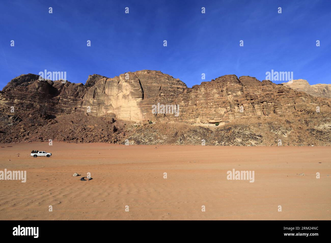 Overview of the desert at Wadi Rum, Unesco World Heritage Site, Jordan ...